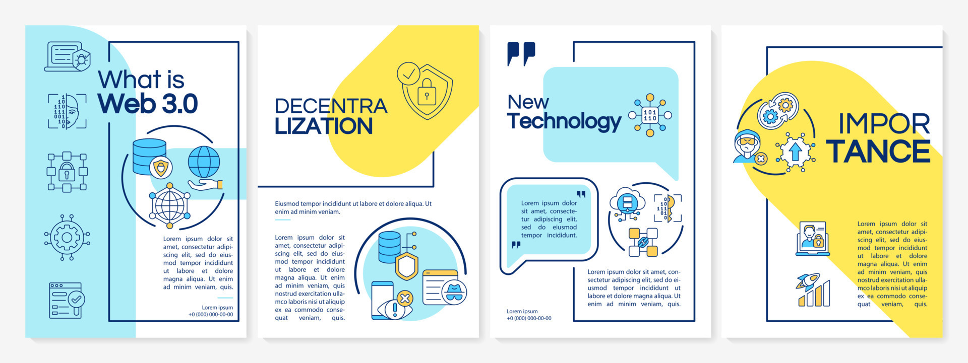 What Is Web 3 0 Blue And Yellow Brochure Template Low Code Booklet Print Design With Linear