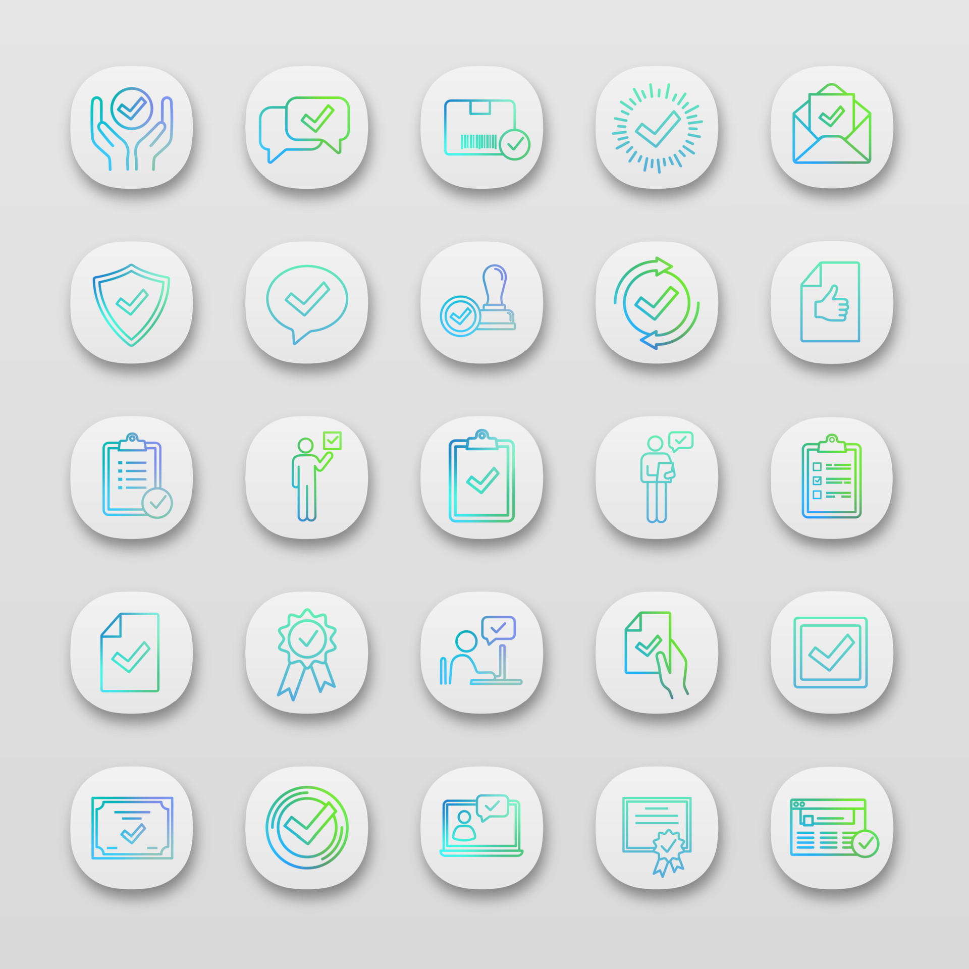 Approve App Icons Set Quality Assurance Verification And Validation Confirmation