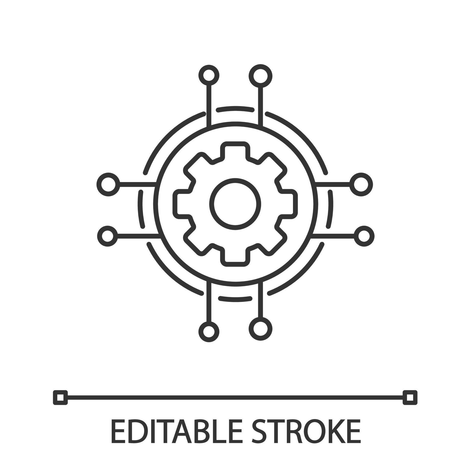 Digital settings linear icon. Technological progress and innovation ...