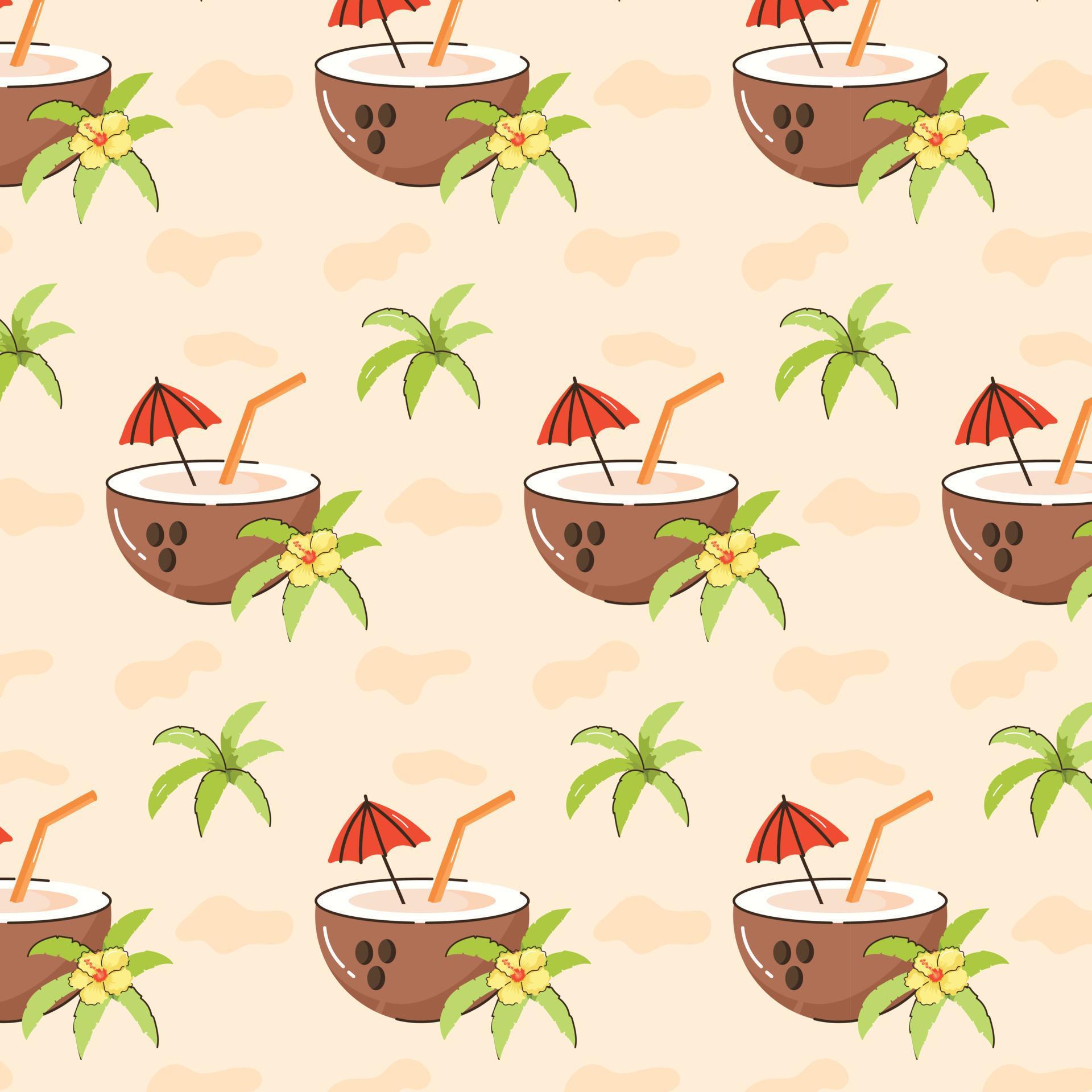 Creatively designed coconut pattern, flat design 7396984 Vector Art at ...
