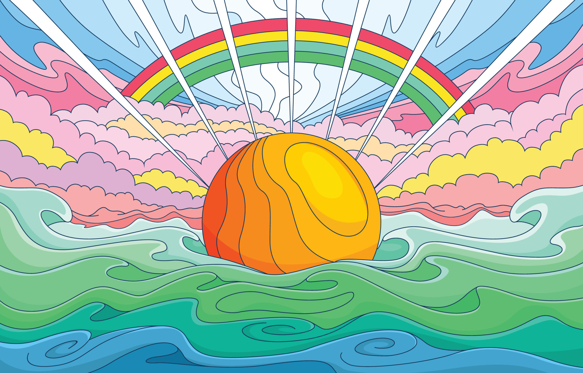 Abstract Psychedelic Retro Ocean Background 7405610 Vector Art at Vecteezy Abstract Psychedelic Retro Ocean Background 7405610 Vector Art at Vecteezy