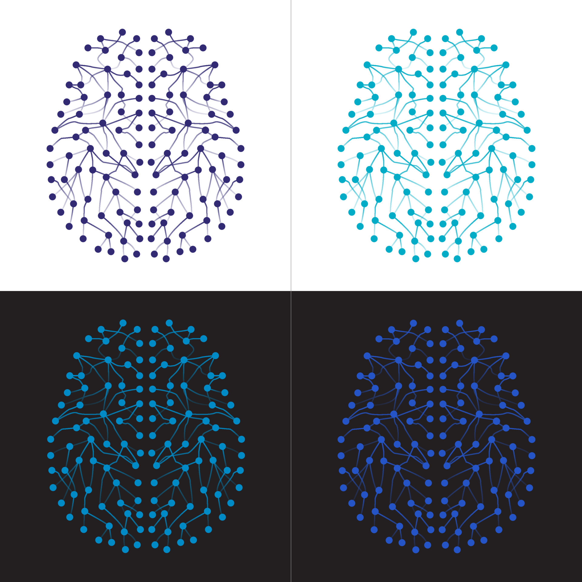 Set Of Four Deep Learning Artificial Neural Networks 7410671 Vector Art
