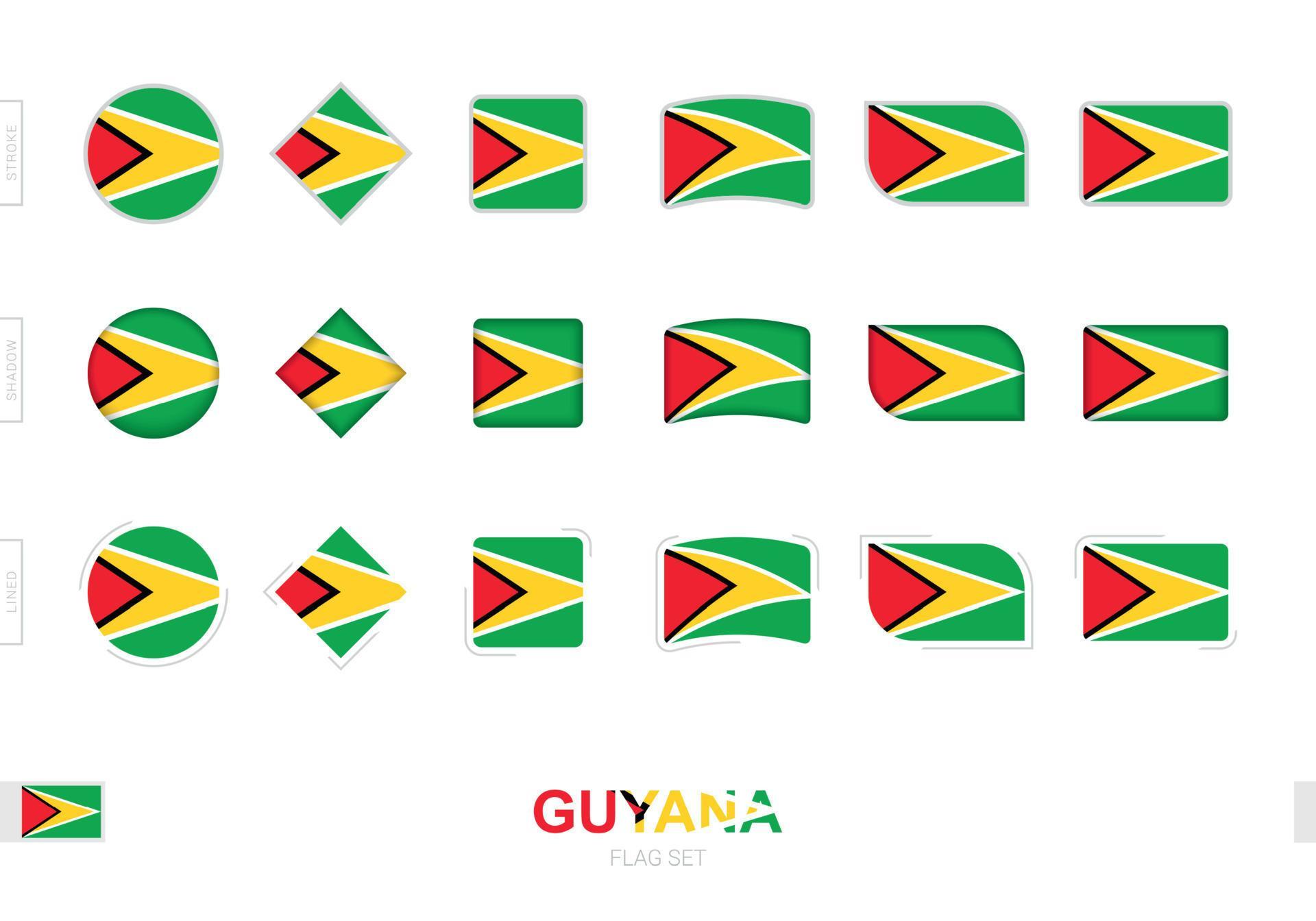 Guyana flag set, simple flags of Guyana with three different effects. 7412046 Vector Art at Vecteezy