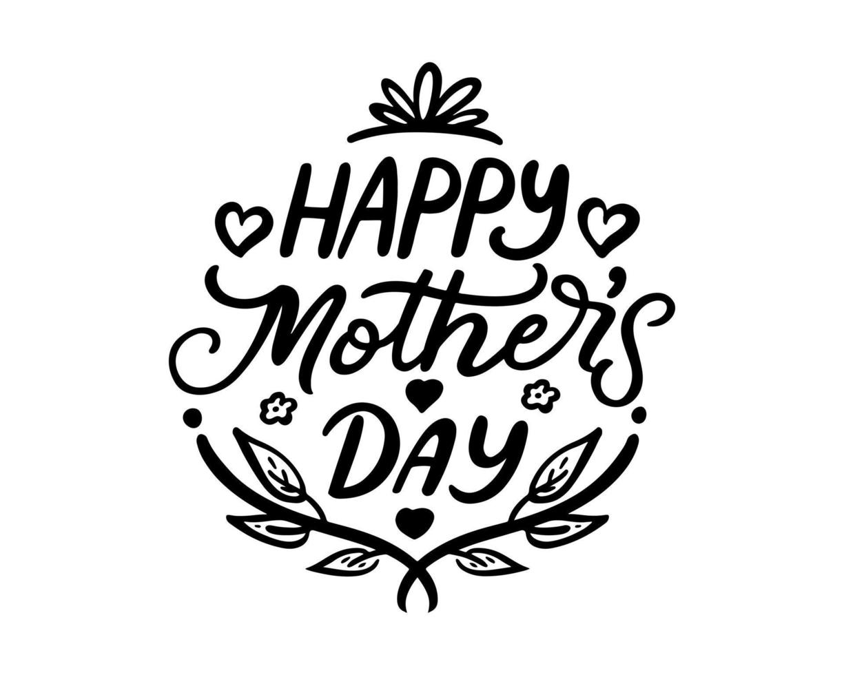 Happy Mothers Day Vector Lettering Mothers Day Calligraphy Card