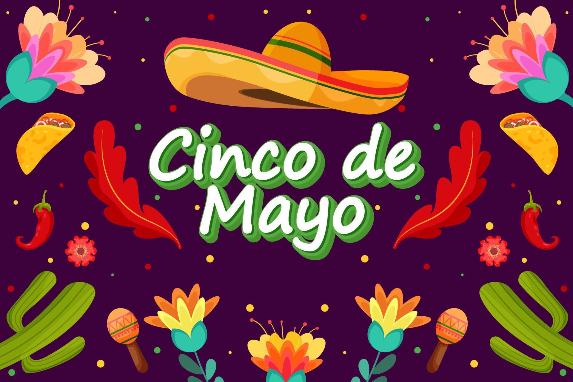 Flat Cinco De Mayo holiday celebration festival background 7414696 ...