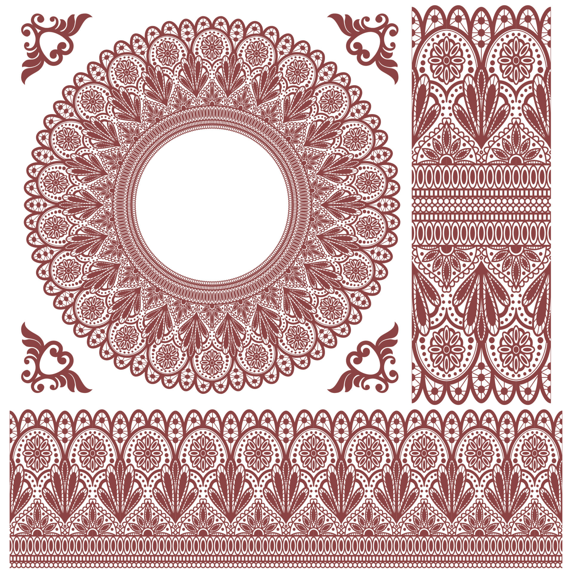Vector Lace Pattern Frame Set 7414993 Vector Art at Vecteezy