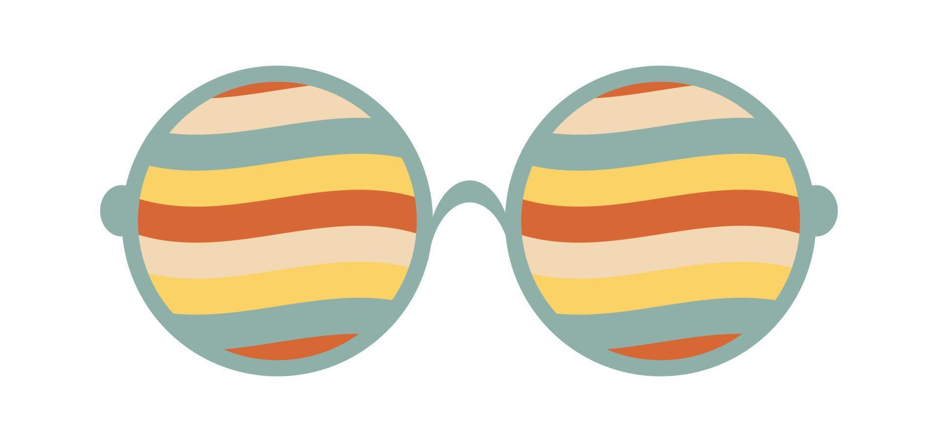 Psychedelic Sunglasses In The Style Of The 70s Retro Groovy Graphic Elements Of Glasses With