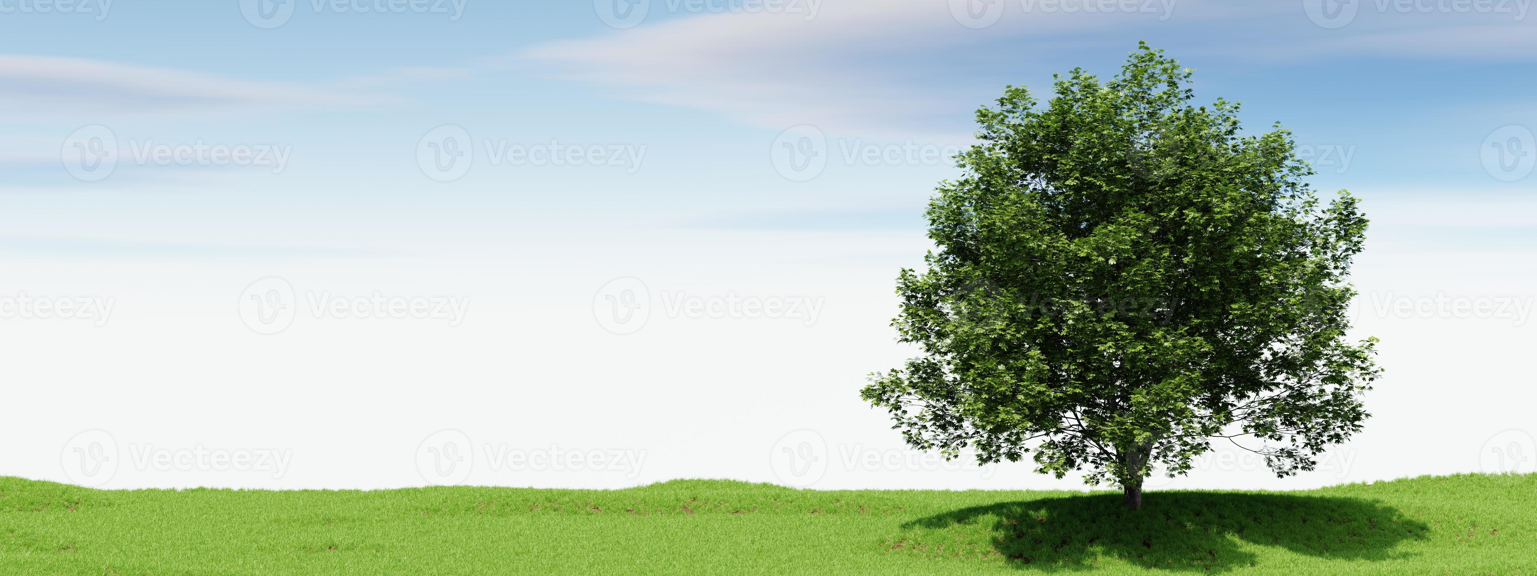 Big tree with blue sky background. Nature and landscape concept. 3D ...