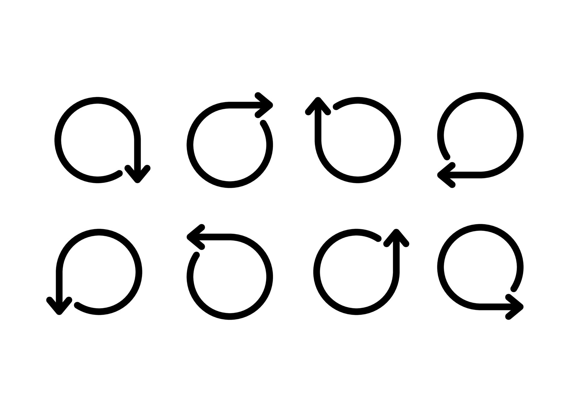 Set of black circle arrows, circular loop icon. Refresh, reload ... Set of black circle arrows, circular loop icon. Refresh, reload ...