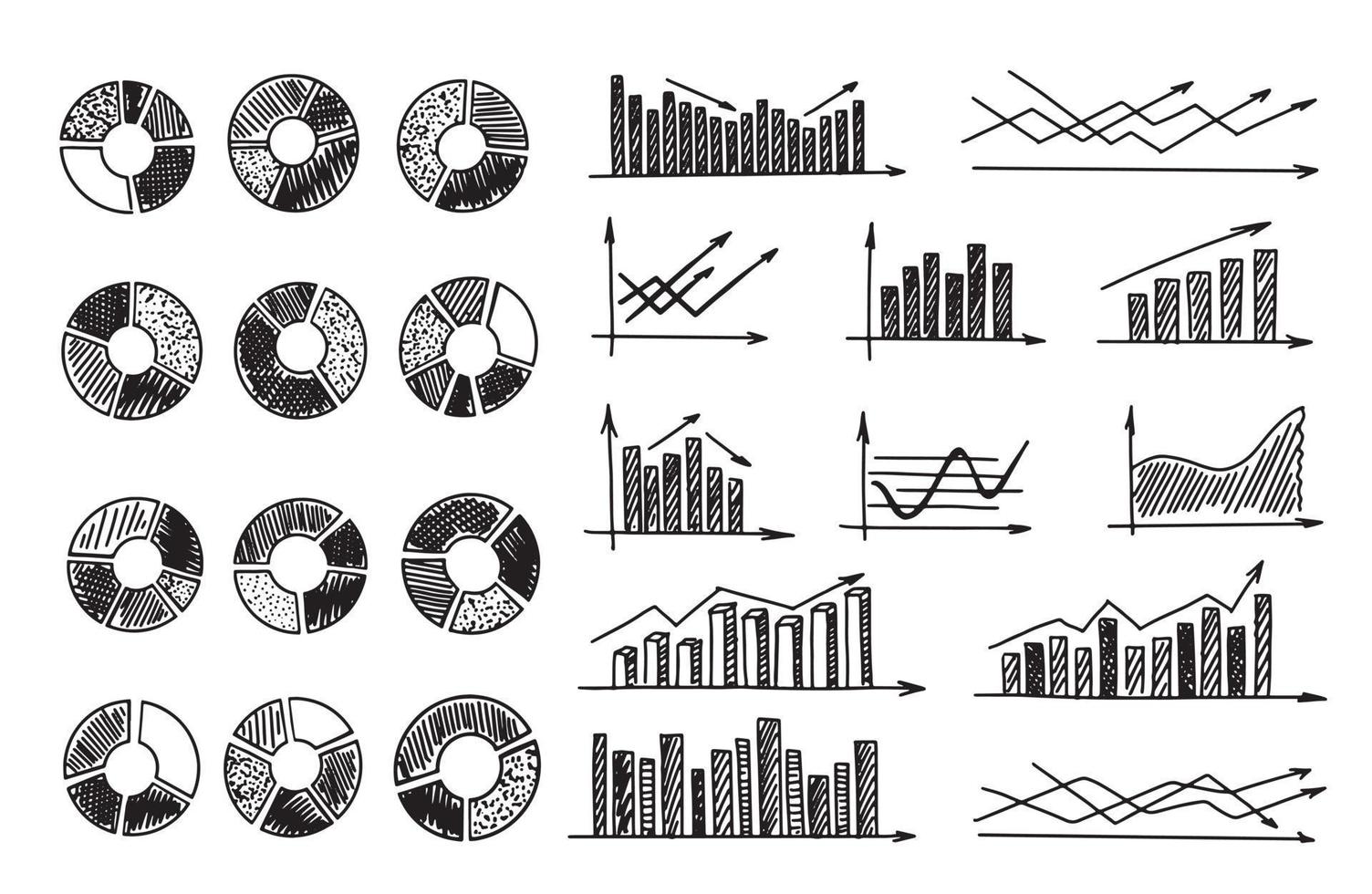 Graphs and Charts icons, Set hand drawn . Vector 7446042 Vector Art at ...