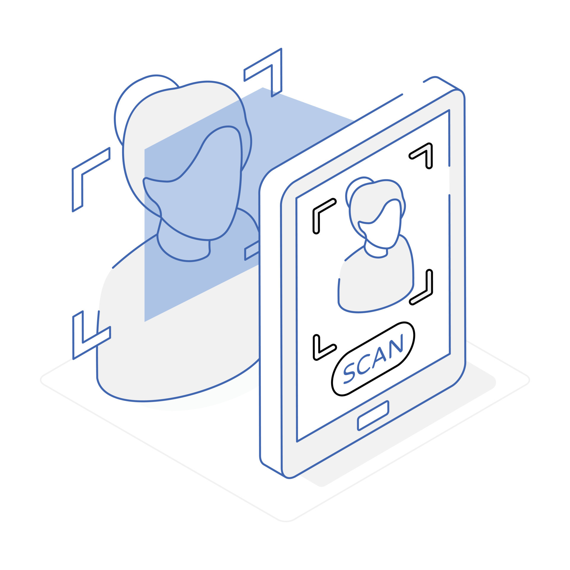 An Editable Vector Design Of Face Detection Outline Isometric Icon