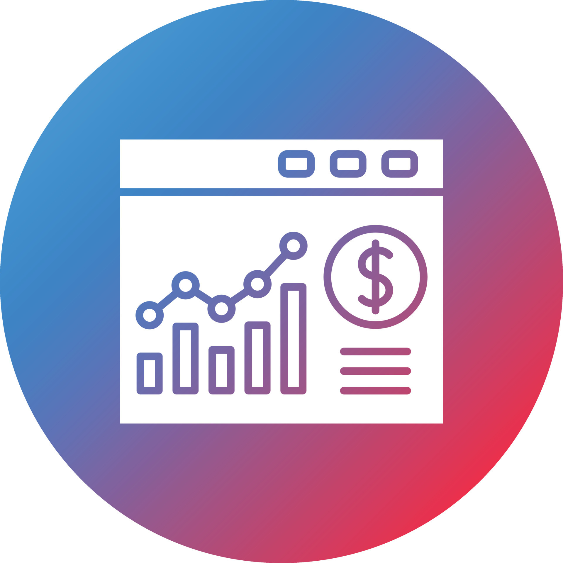 Website Bar Graph Glyph Circle Gradient Background Icon 7456833 Vector ...