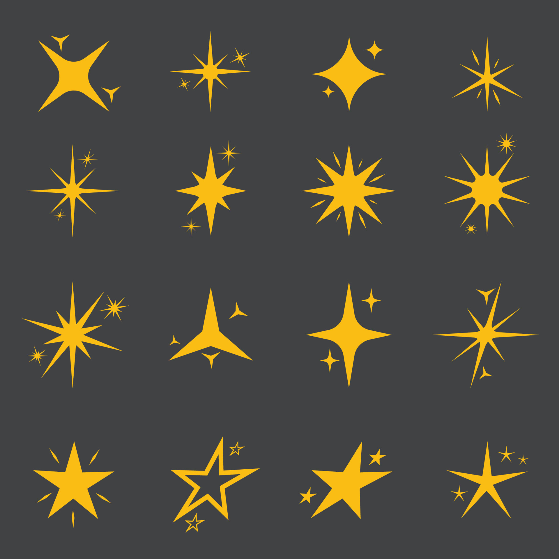 Flat Sparkling star set collection 7459245 Vector Art at Vecteezy