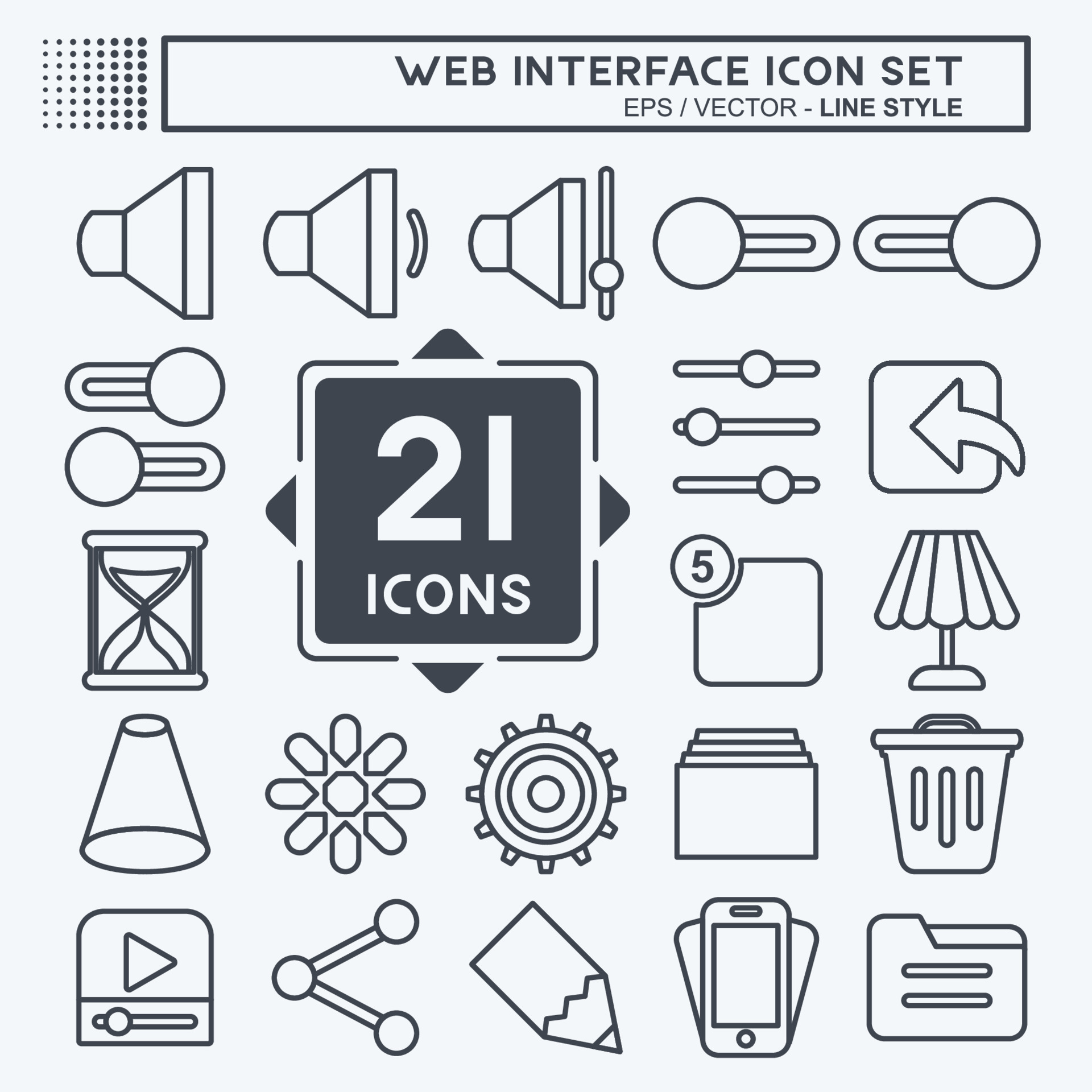 Web Interface Icon Set Suitable For Web Interface Symbol Line Style Simple Design Editable