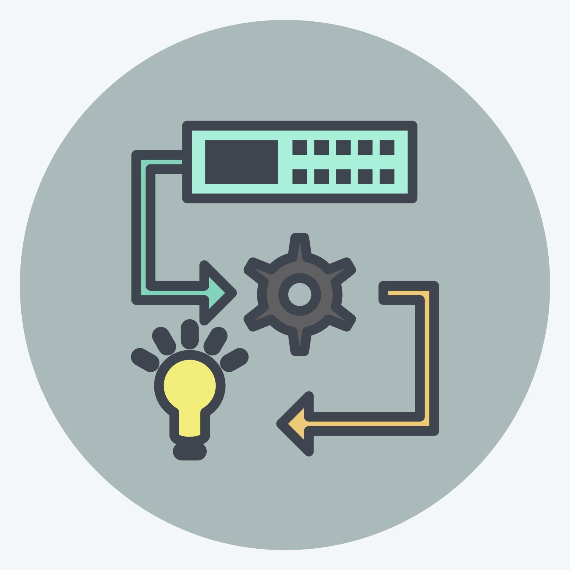 Icon Machine Learning Suitable For Data Analytics Symbol Color Mate Style Simple Design