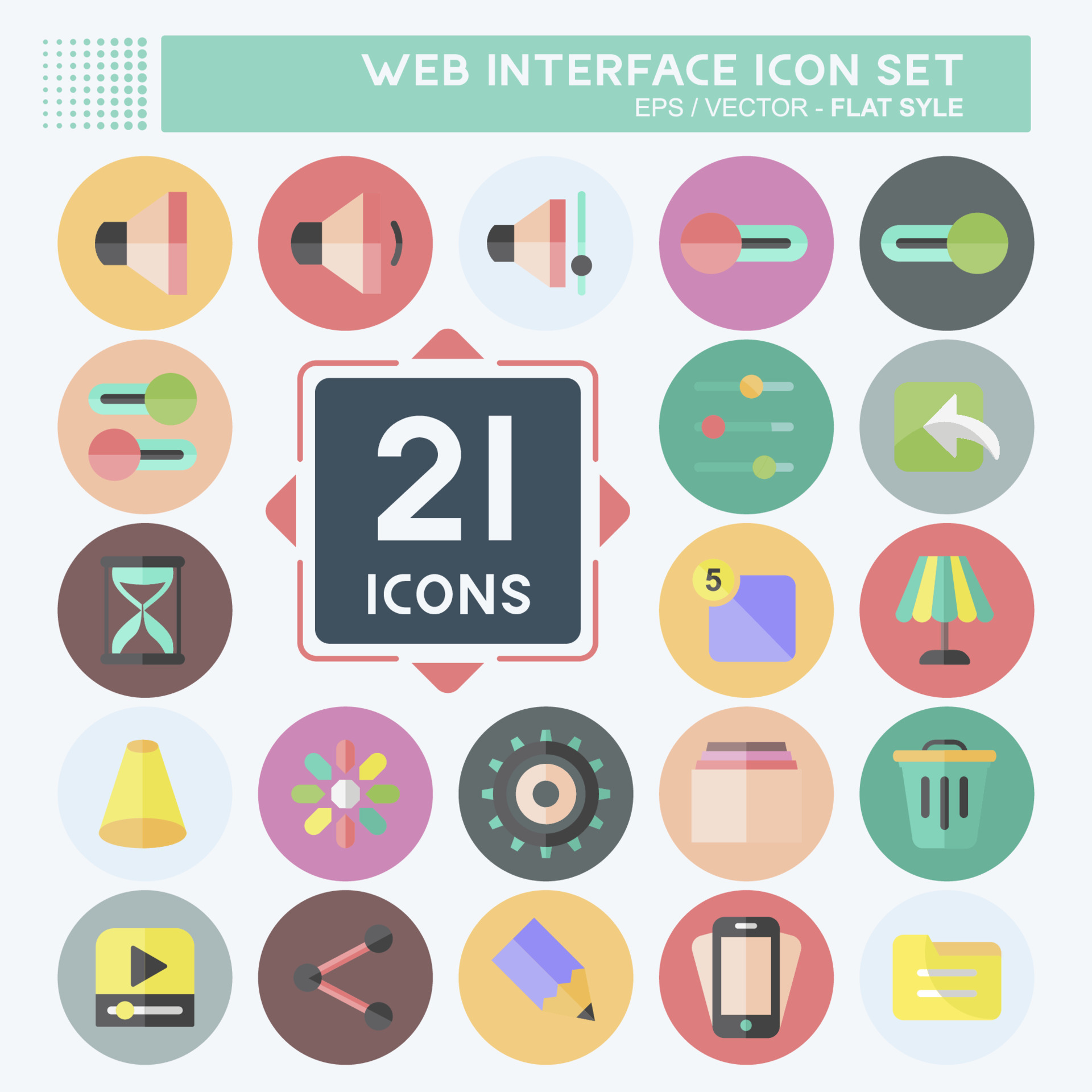 Web Interface Icon Set Suitable For Web Interface Symbol Flat Style Simple Design Editable