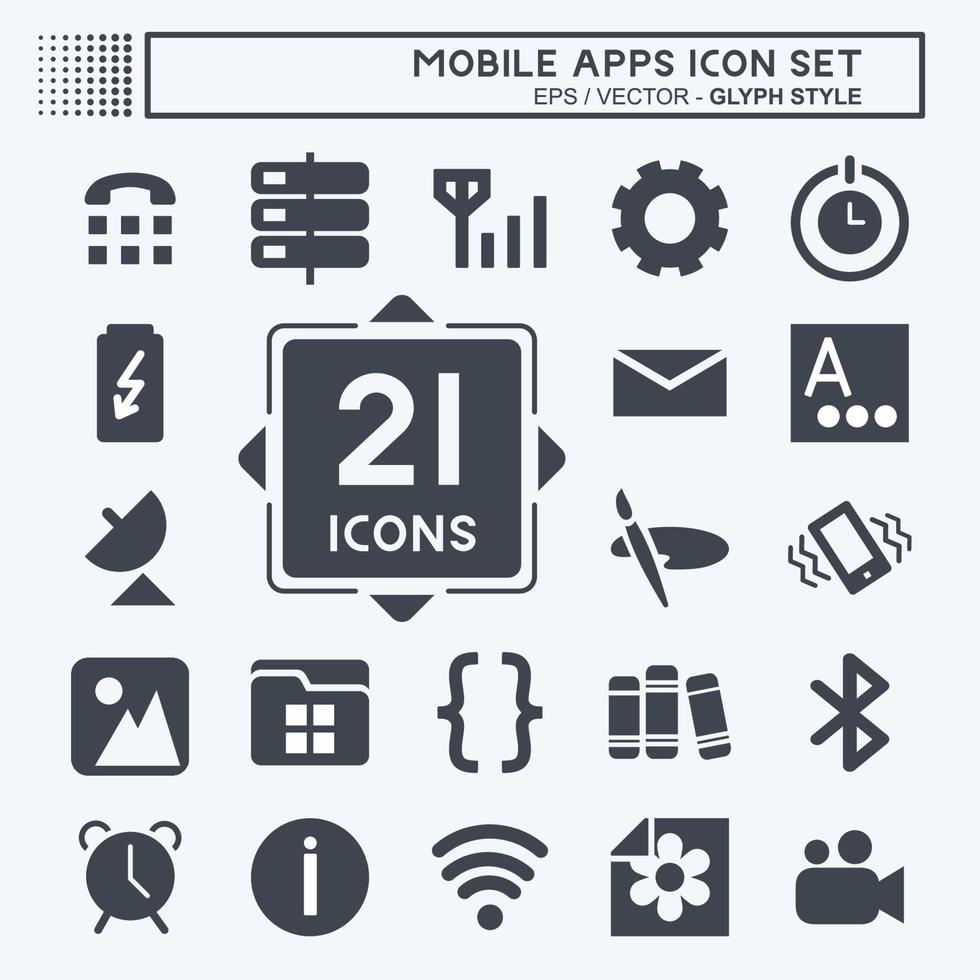 Mobile Apps Icon Set Suitable For Web Interface Symbol Glyph Style