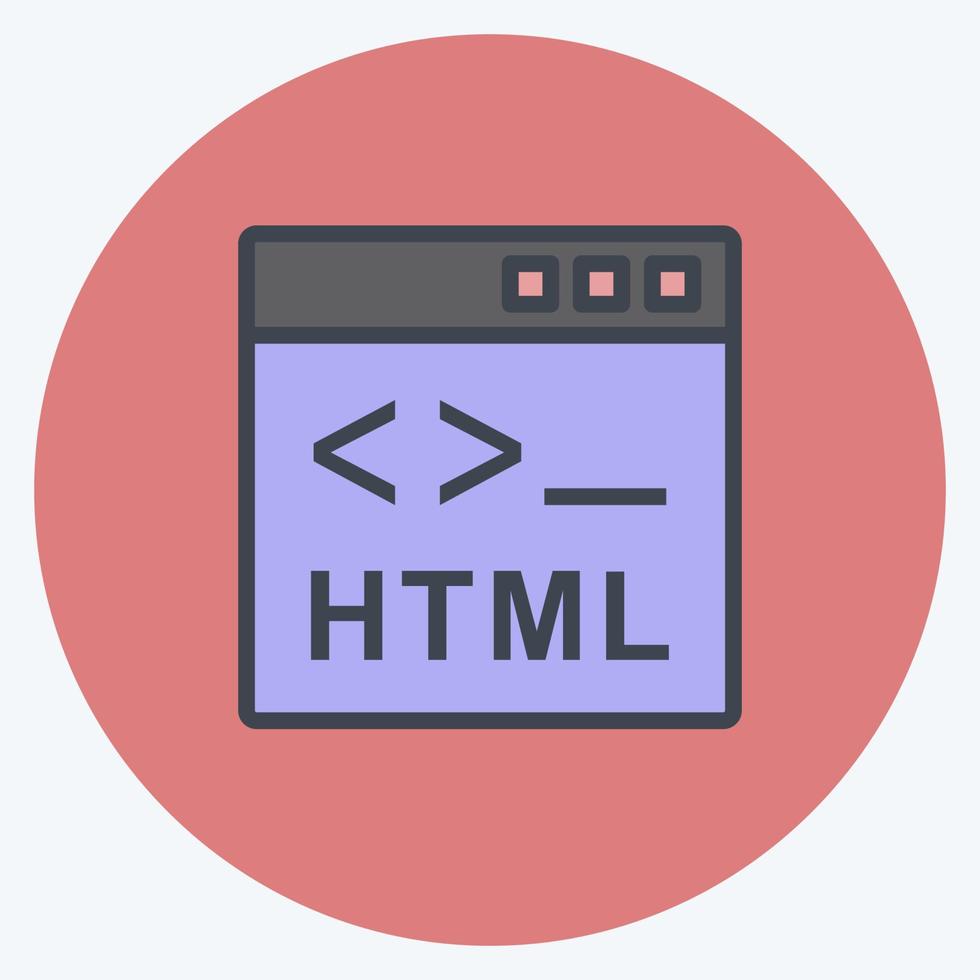 Icon Html Suitable For Programming Symbol Color Mate Style Simple Design Editable Design