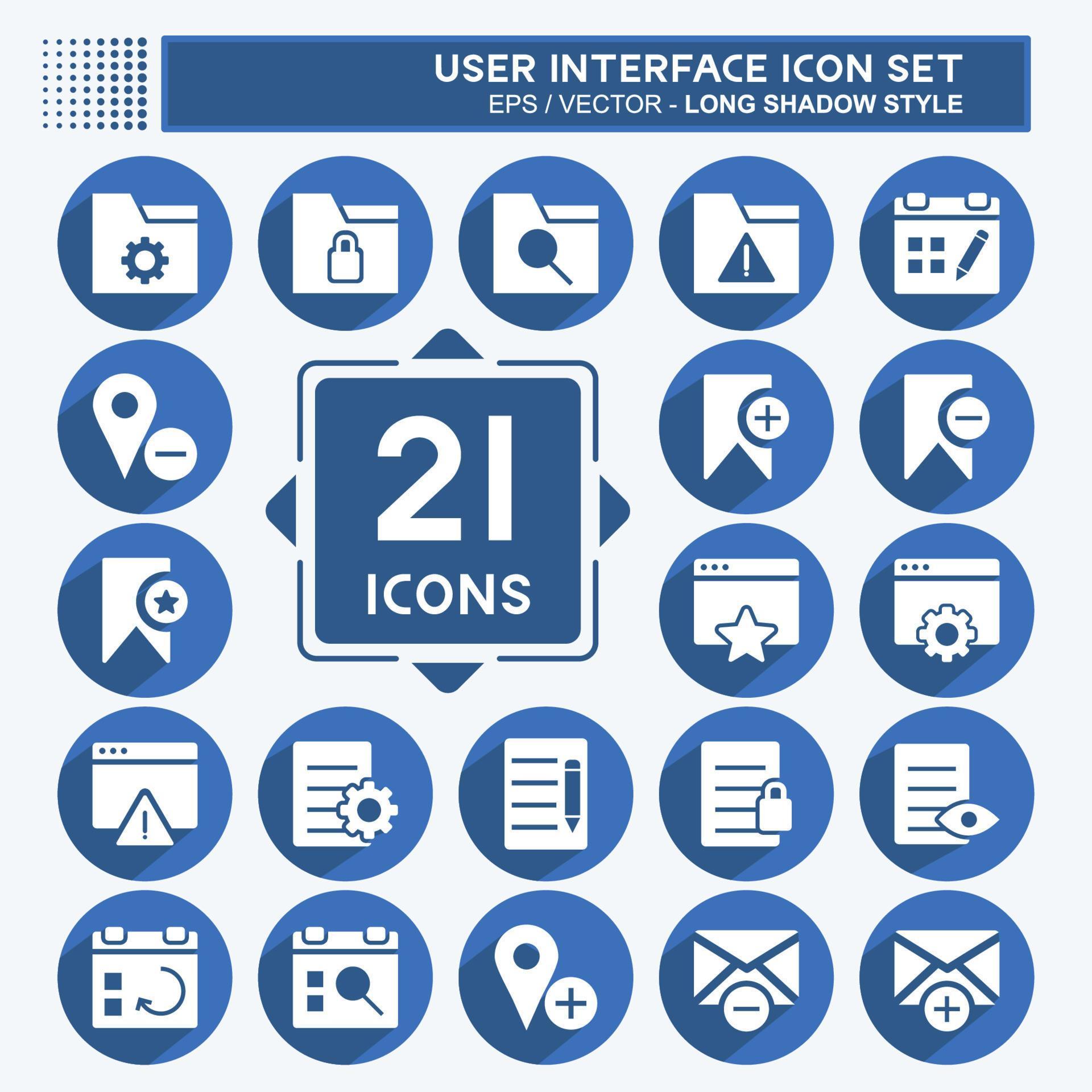User Interface Icon Set. suitable for Web Interface symbol. long shadow ...