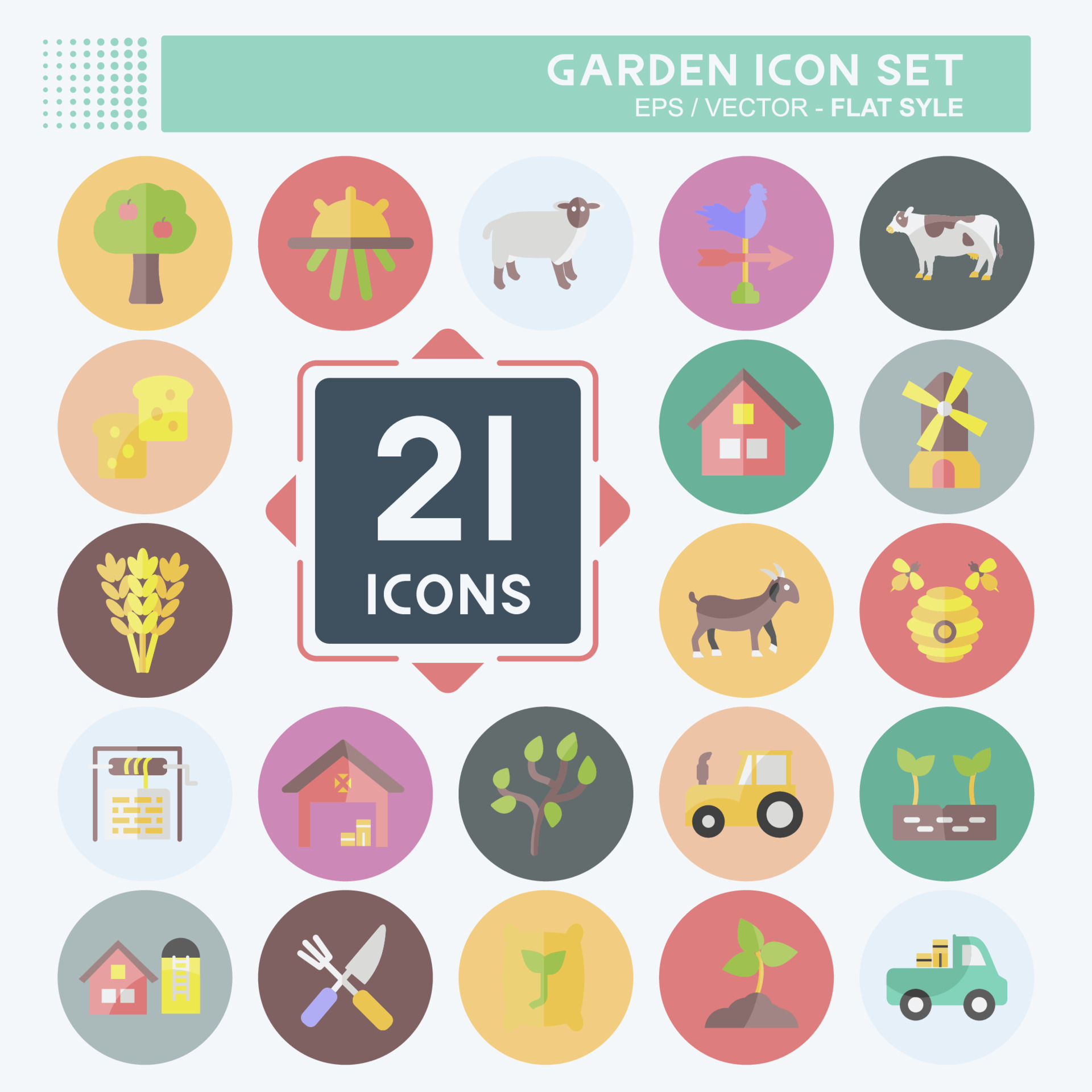 Garden Icon Set. suitable for Education symbol. flat style. simple ...