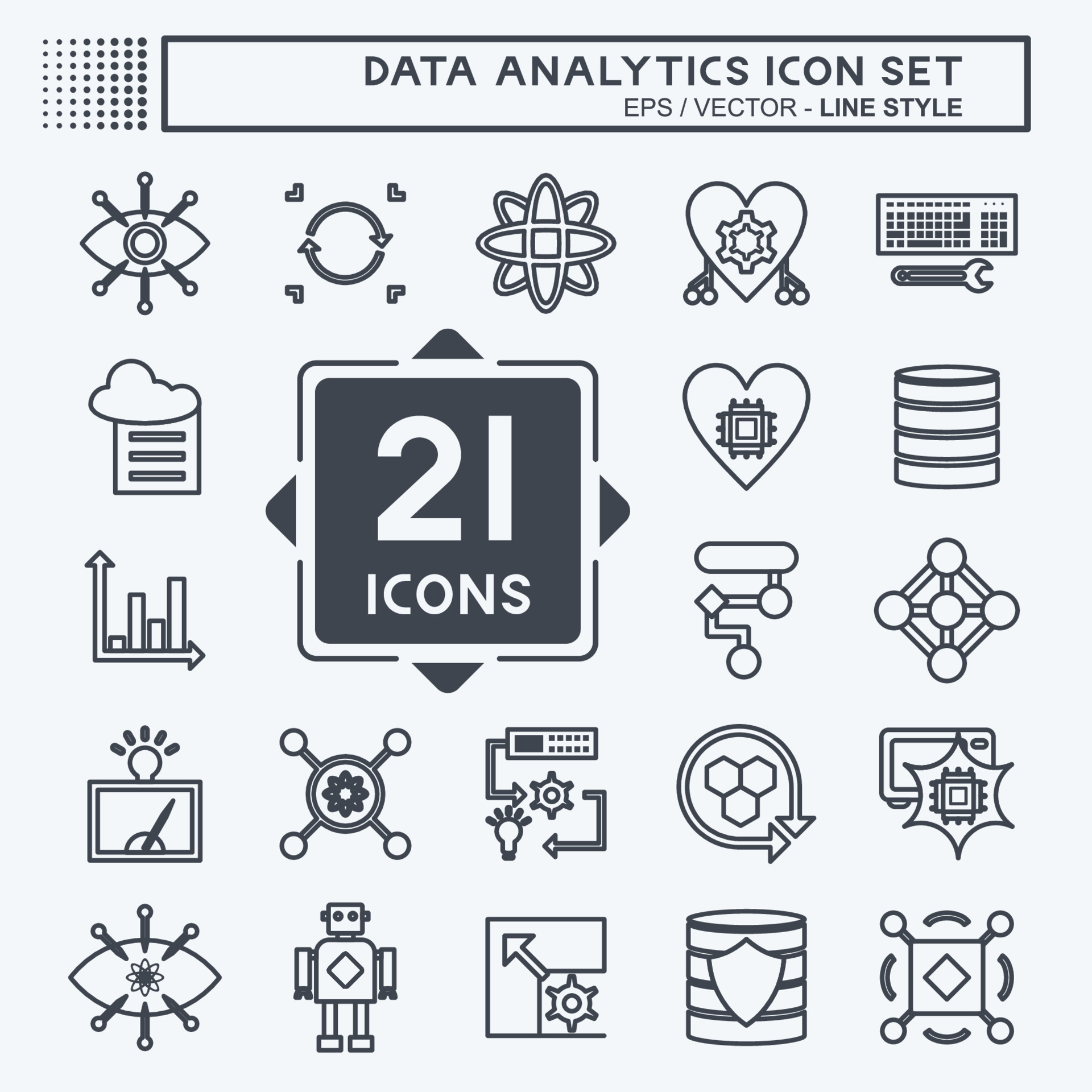 Data Analytics Icon Set Suitable For Data Analytics Symbol Line Style