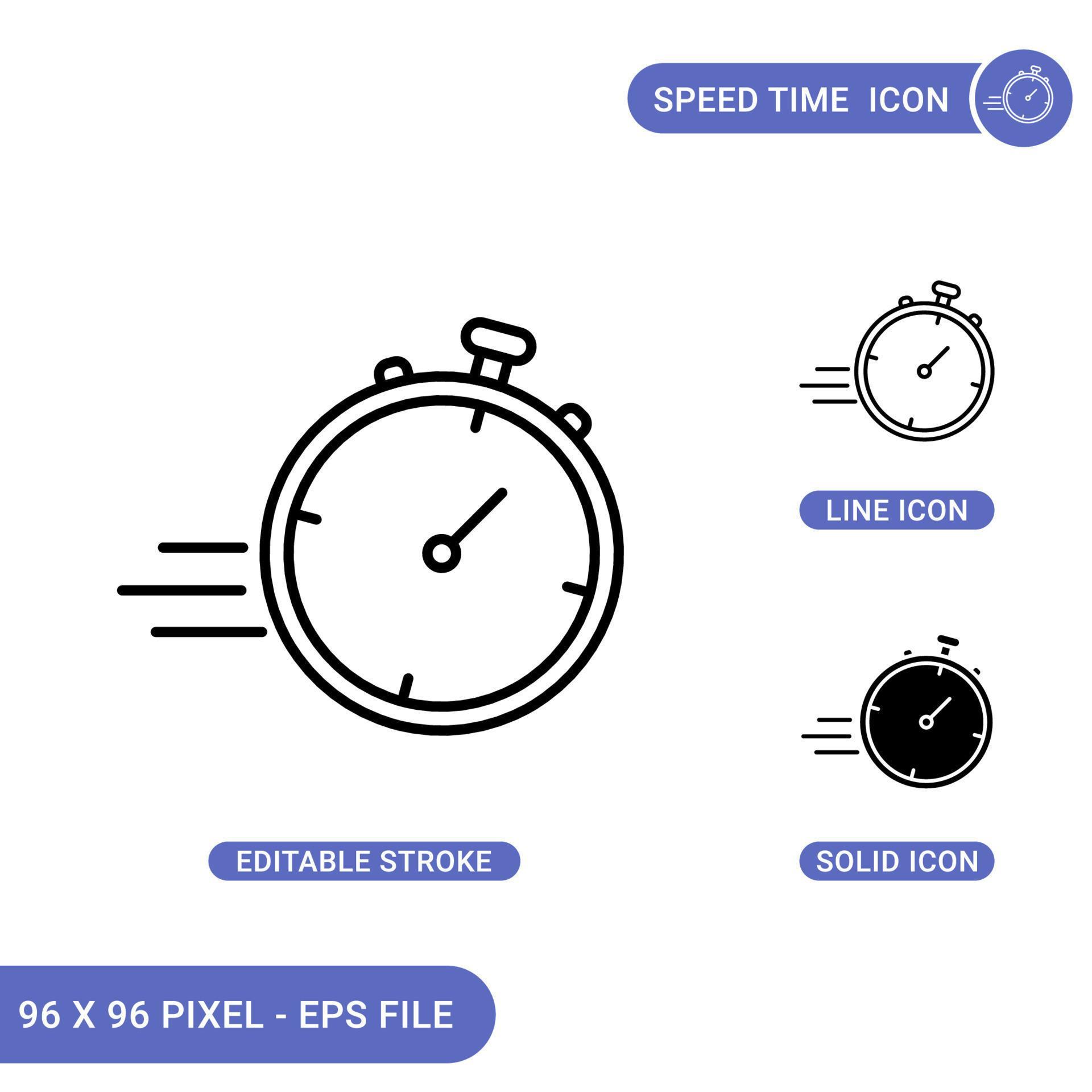 Speed time icons set vector illustration with solid icon line style ...