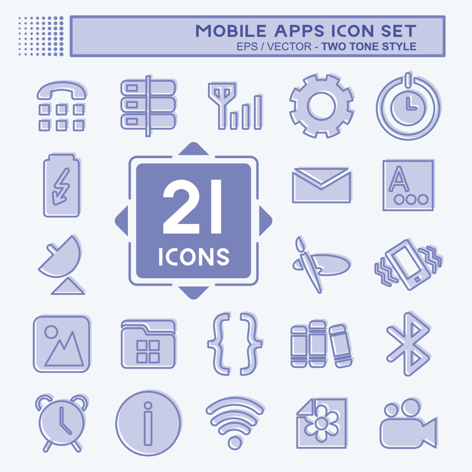 Mobile Apps Icon Set Suitable For Web Interface Symbol Two Tone Style Simple Design Editable