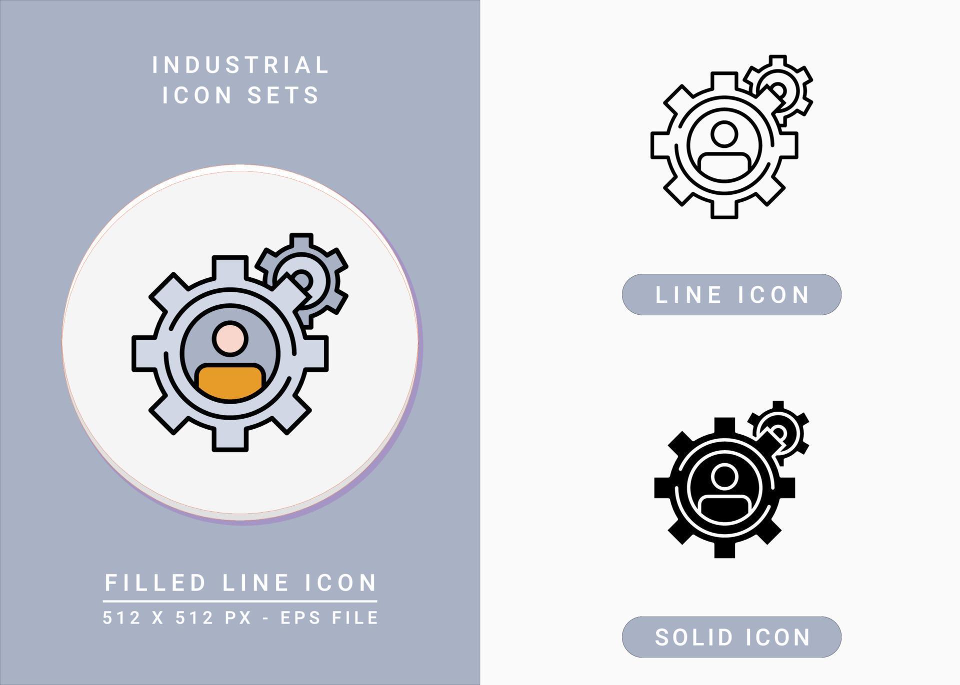 Industrial icons set vector illustration with solid icon line style ...