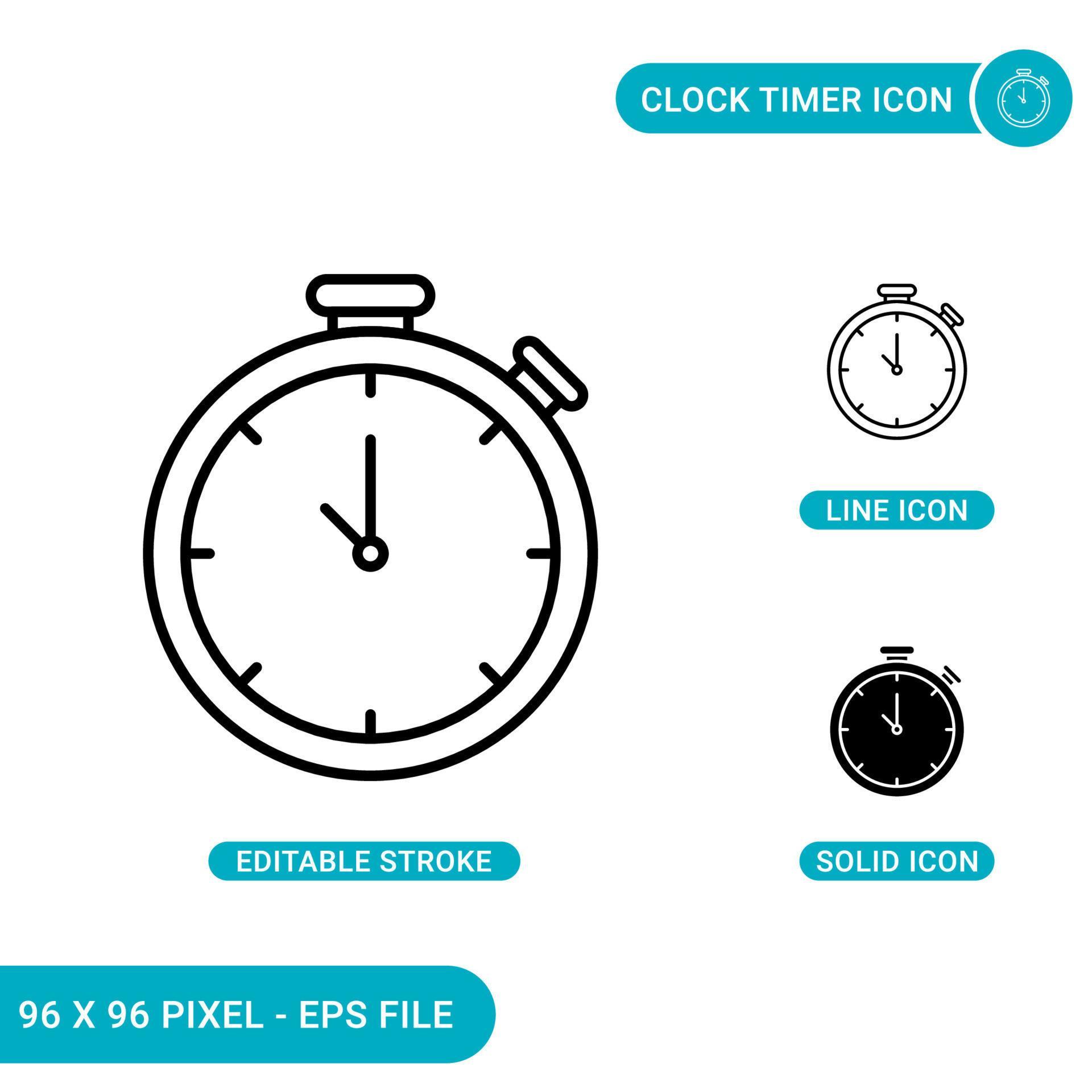 Clock timer icons set vector illustration with solid icon line style ...