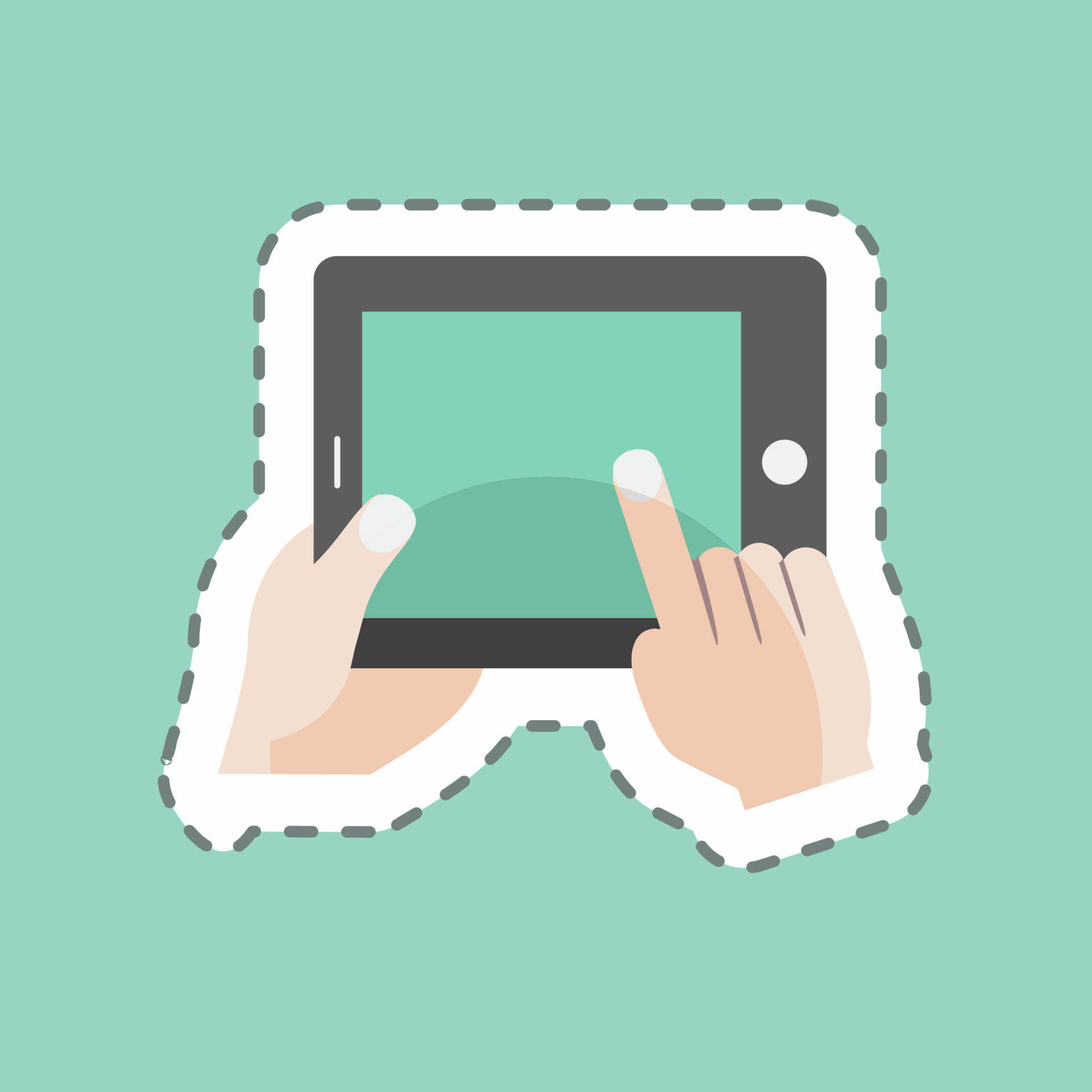 Sticker Line Cut Using Tablet Suitable For Hand Actions Symbol Simple Design Editable Design