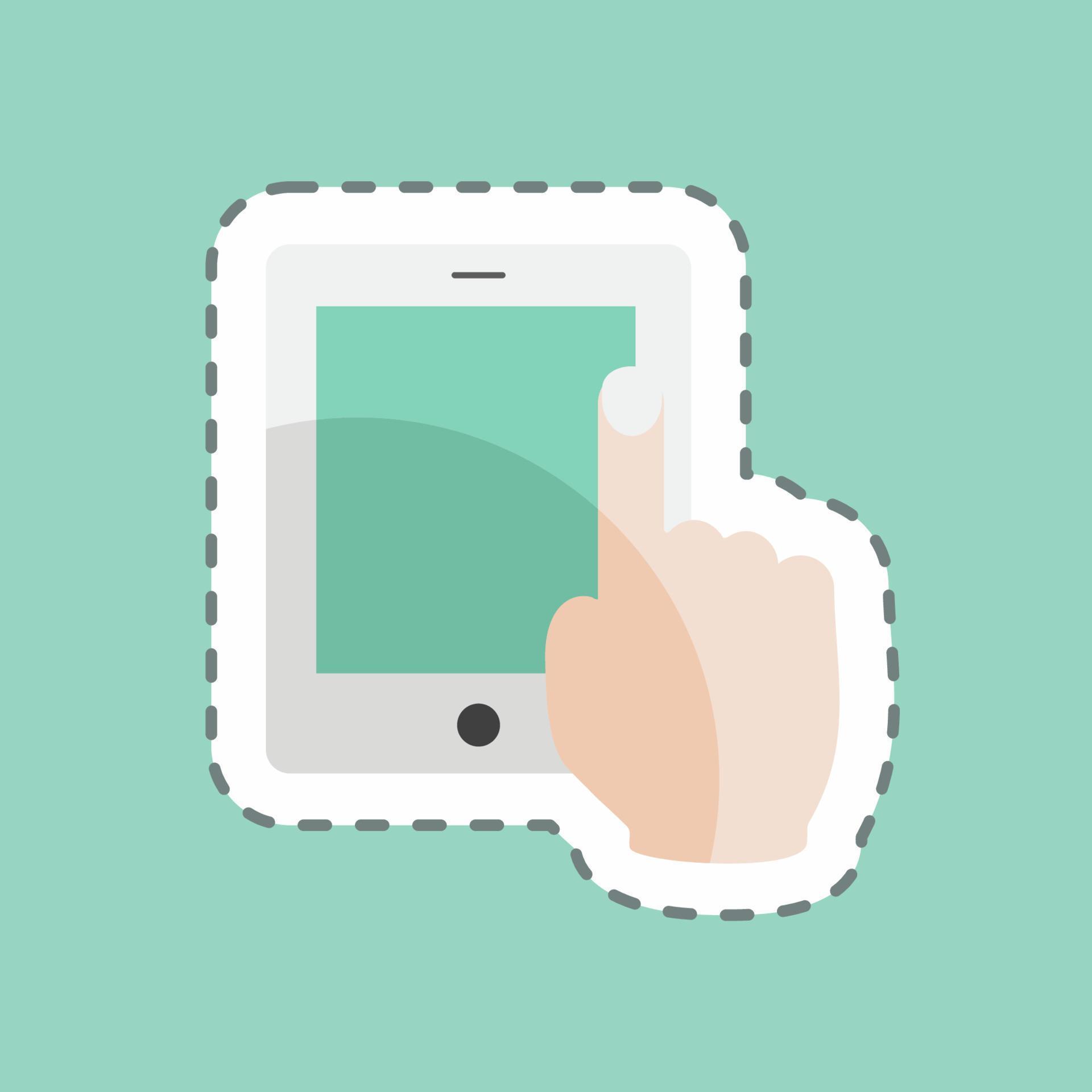 Sticker Line Cut Using Touch Device Suitable For Hand Actions Symbol Simple Design Editable
