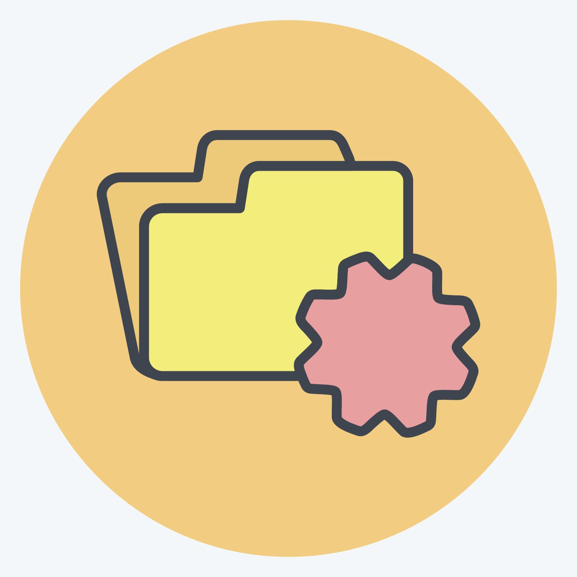 Icon Folder Settings Suitable For Programming Symbol Color Mate Style Simple Design Editable