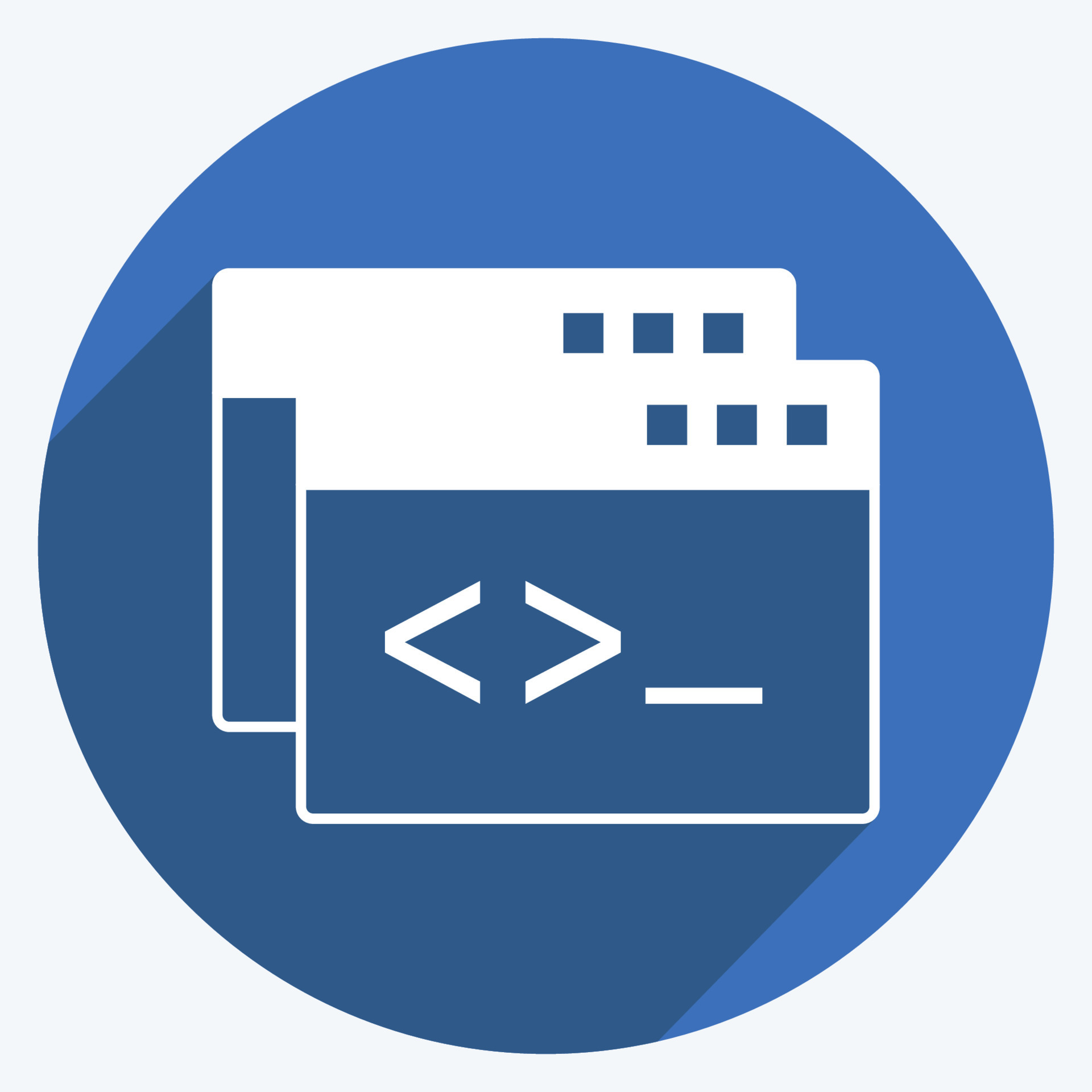Icon Custom Coding Suitable For Programming Symbol Long Shadow Style Simple Design Editable