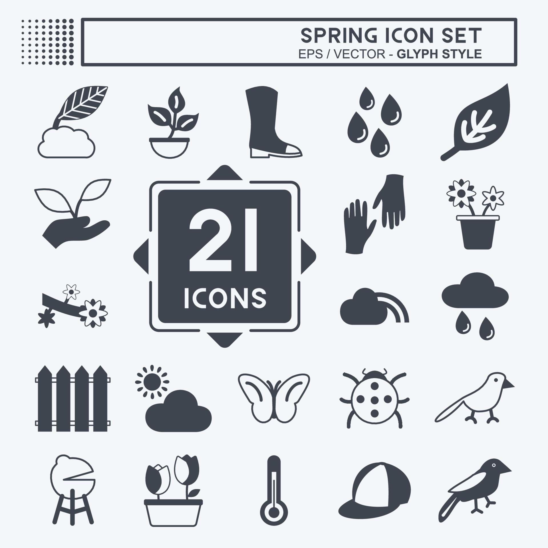 Spring Icon Set. suitable for Spring symbol. glyph style. simple design ...