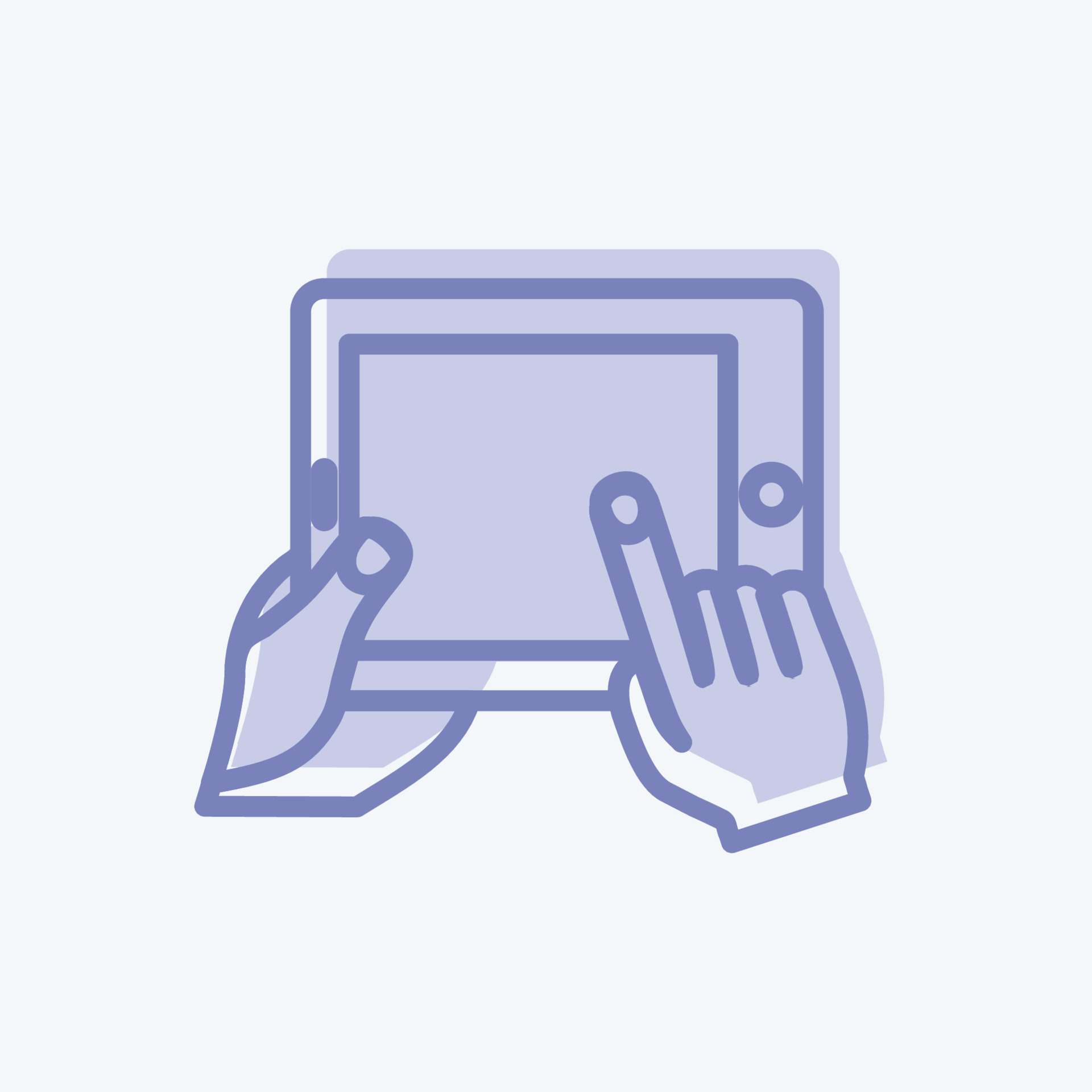 Icon Using Tablet Suitable For Hand Actions Symbol Two Tone Style Simple Design Editable