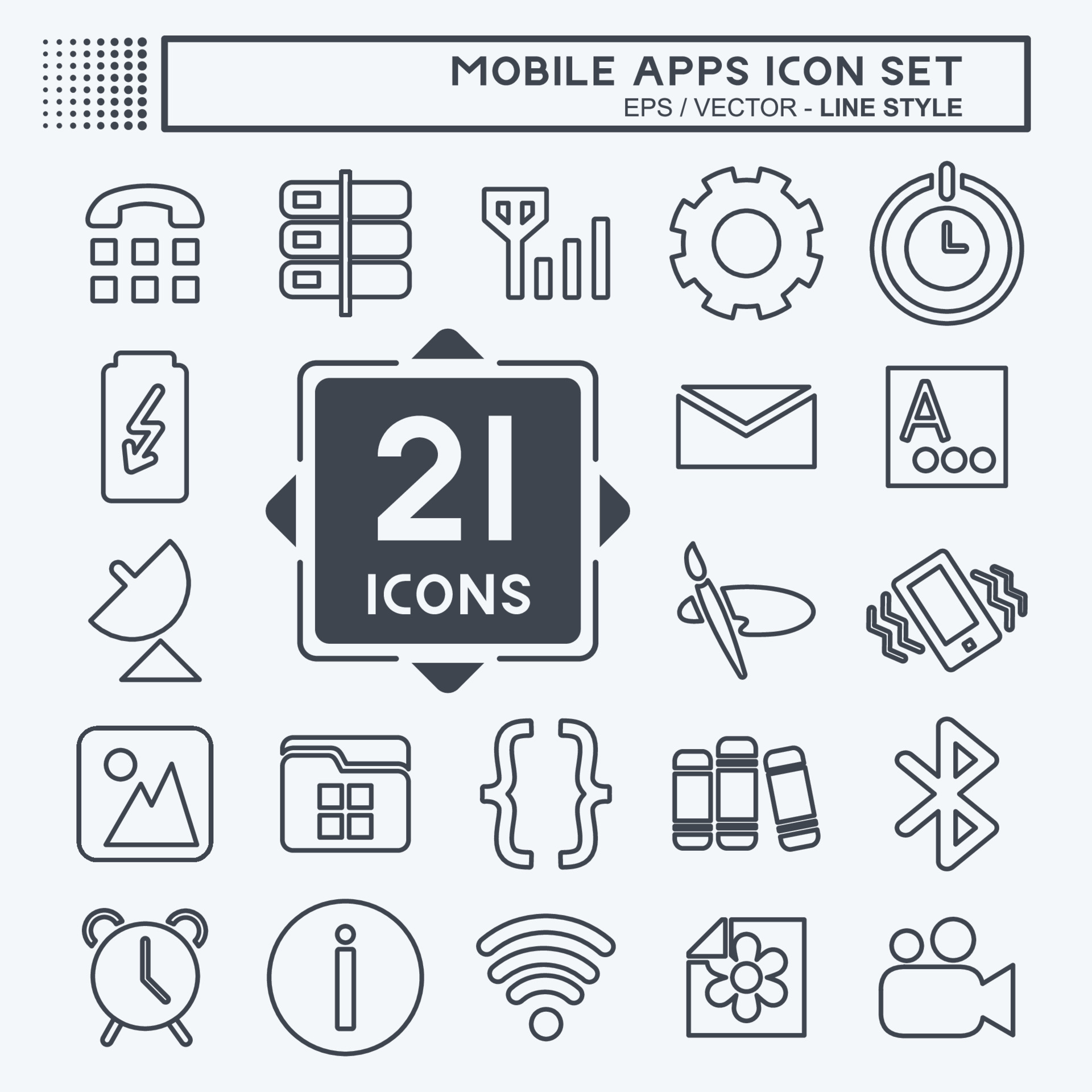 Mobile Apps Icon Set. suitable for Web Interface symbol. line style ...