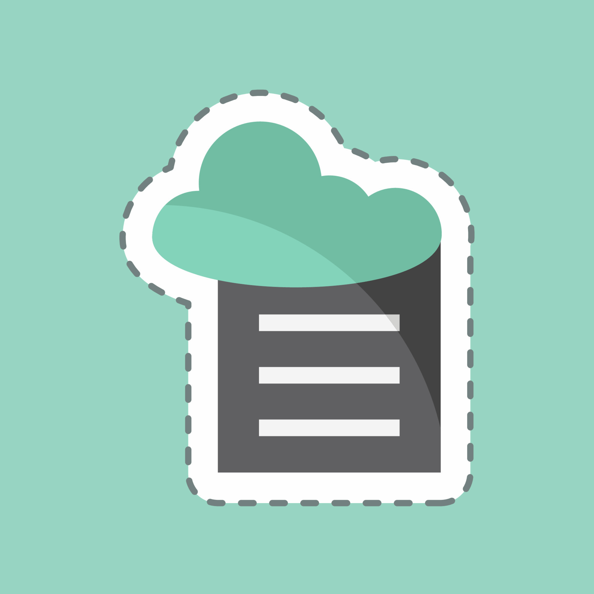 Sticker Line Cut Cloud Reporting Suitable For Data Analytics Symbol Simple Design Editable