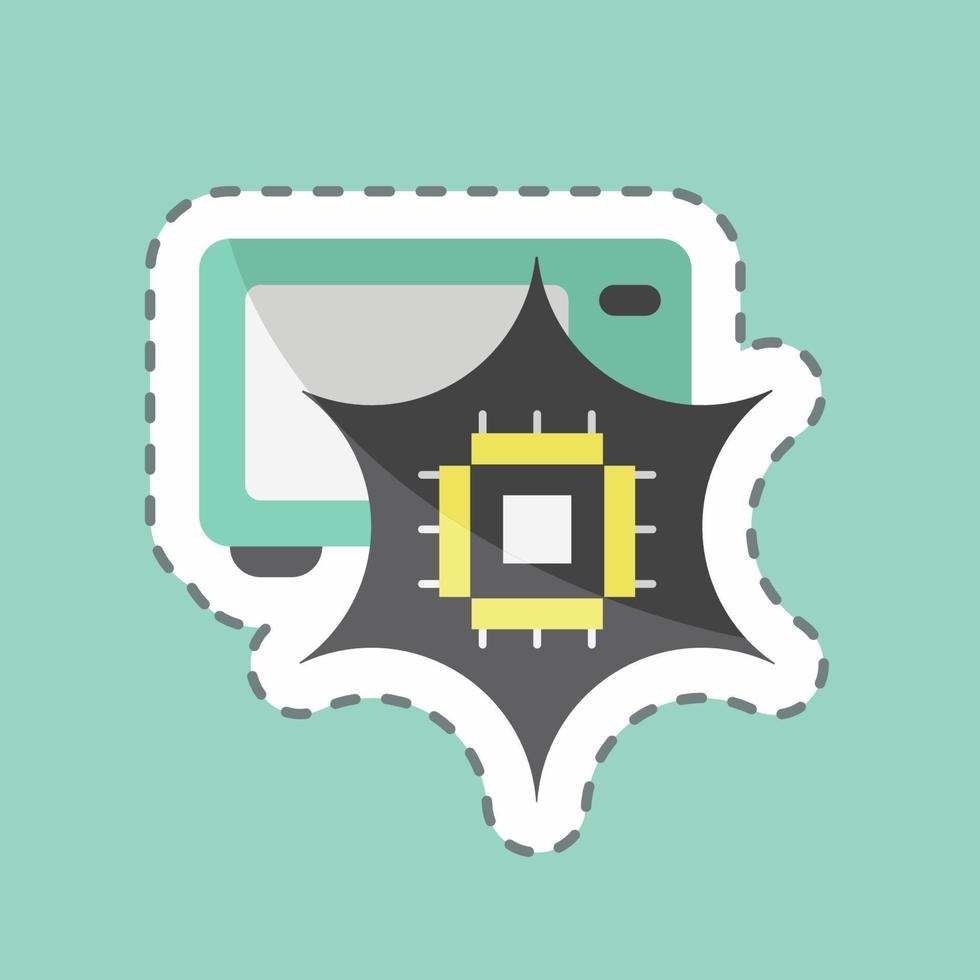 Sticker Line Cut Neural Engineering Suitable For Data Analytics Symbol