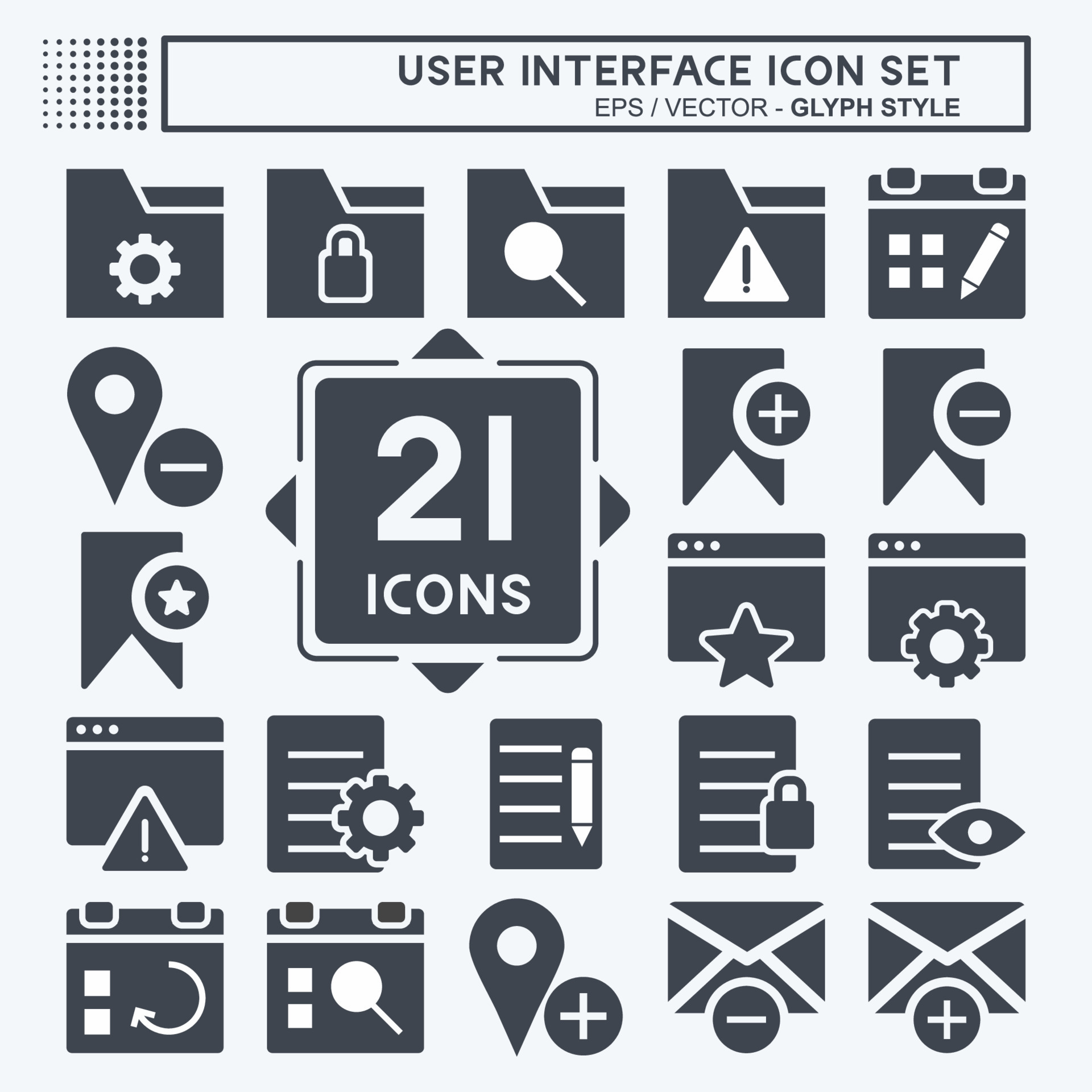 User Interface Icon Set Suitable For Web Interface Symbol Glyph Style