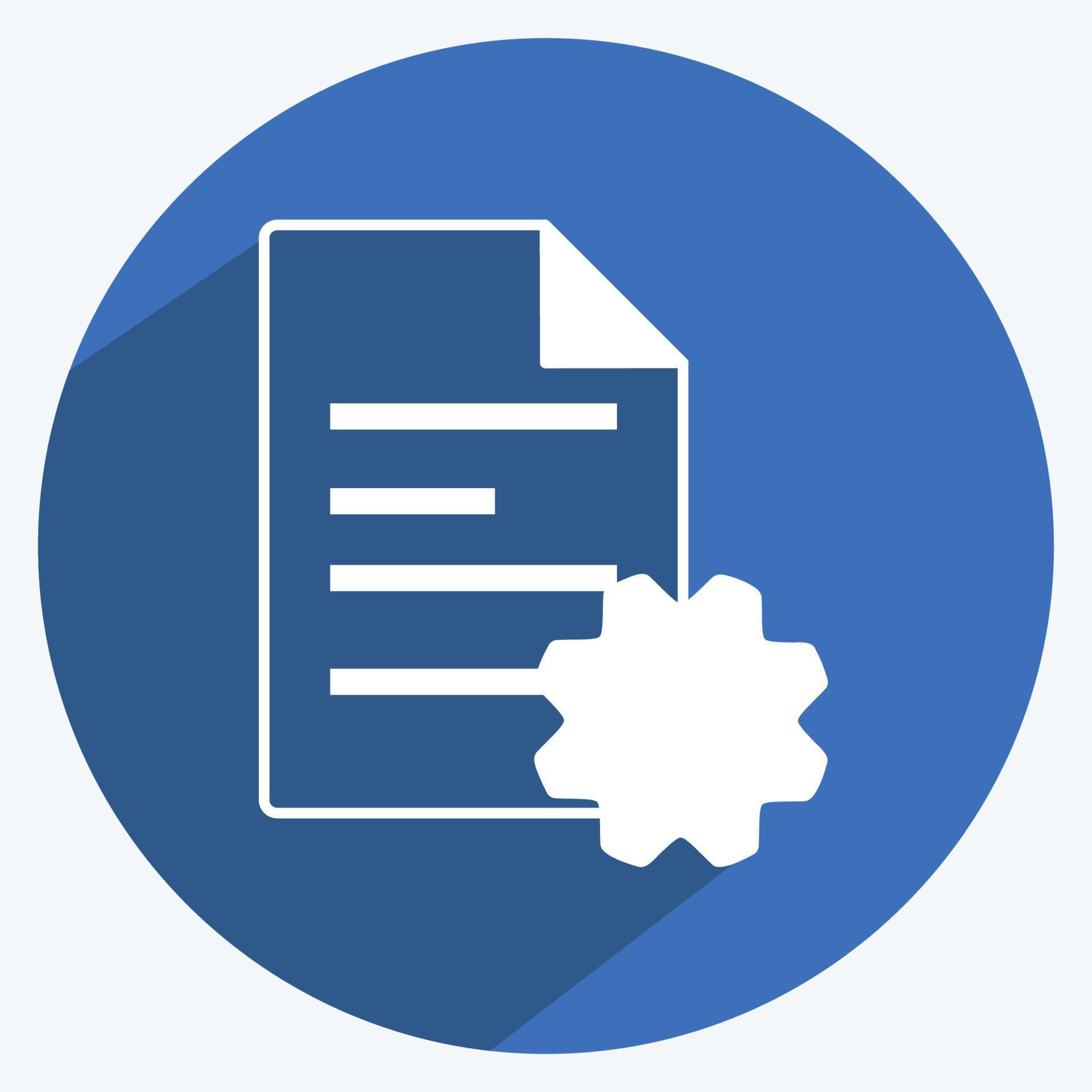 Icon Document Settings Suitable For Programming Symbol Long Shadow Style Simple Design