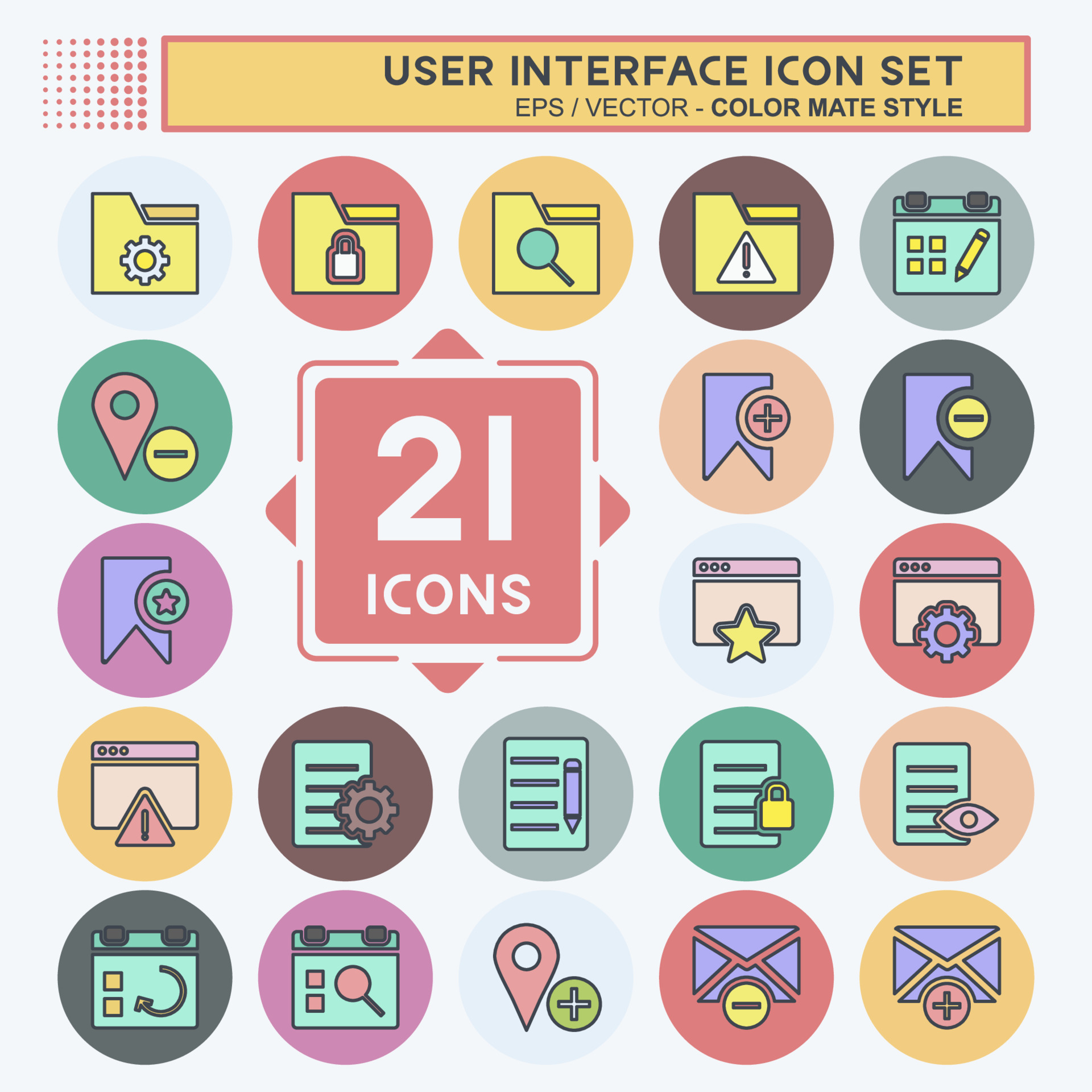 User Interface Icon Set. suitable for Web Interface symbol. color mate ...