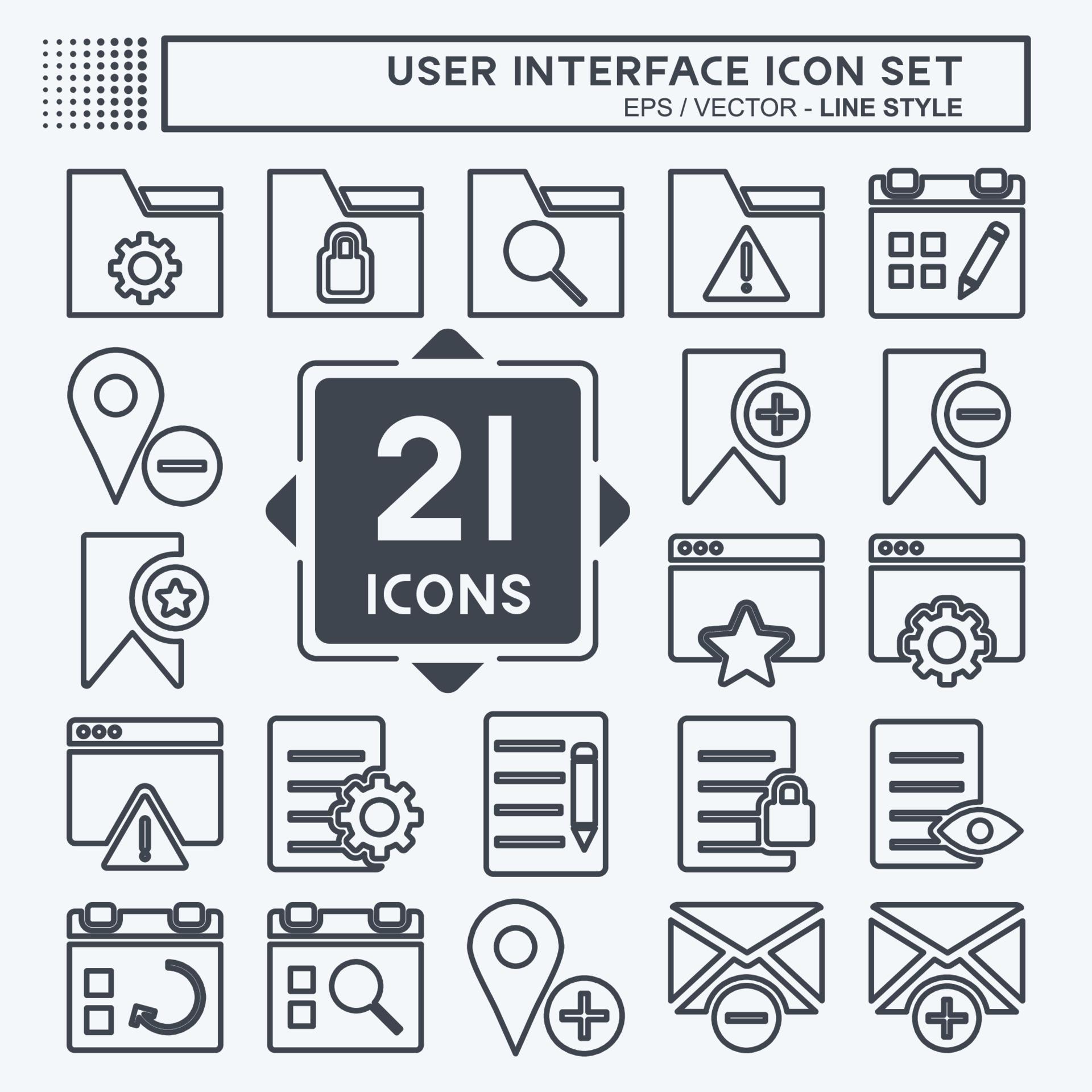 User Interface Icon Set Suitable For Web Interface Symbol Line Style Simple Design Editable