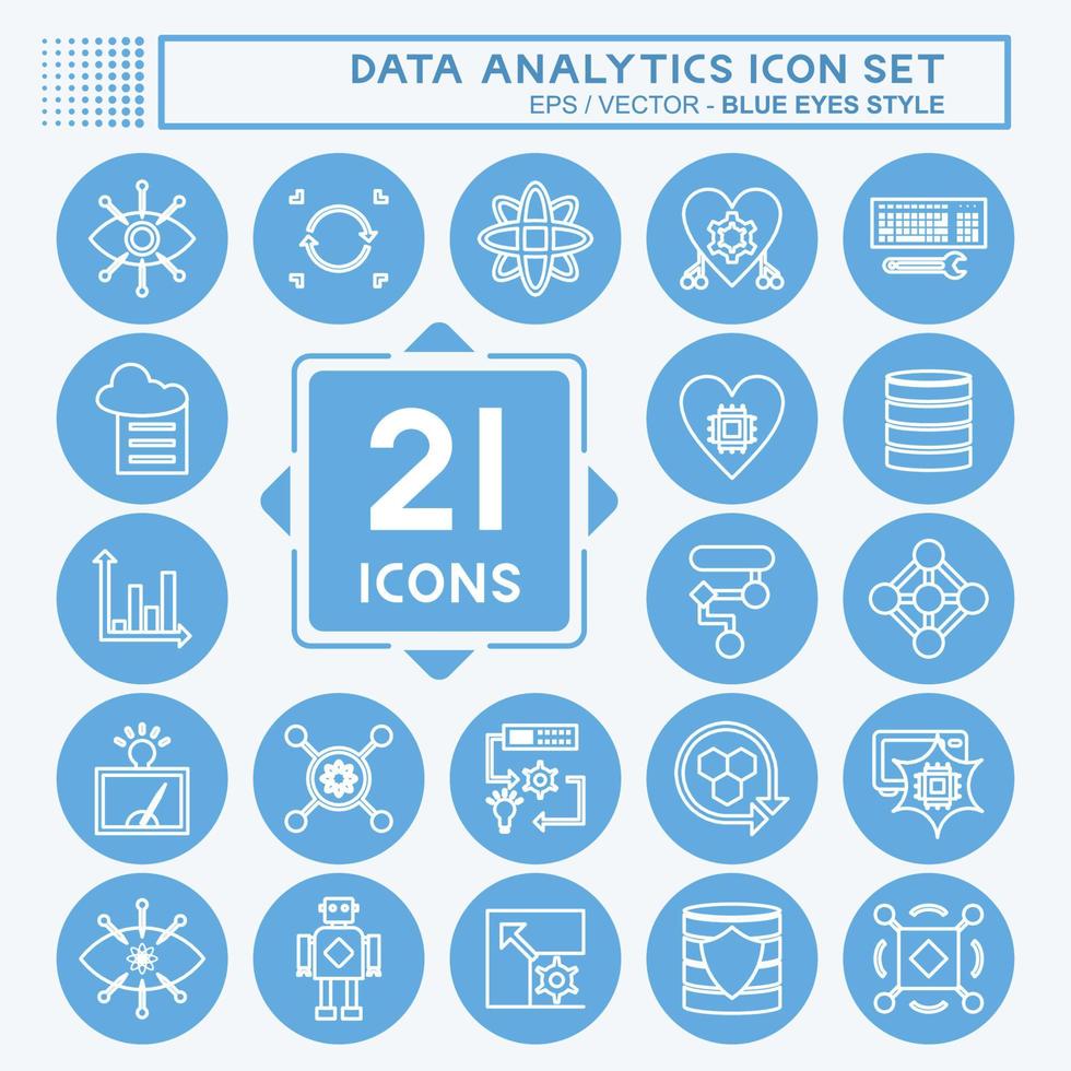 Data Analytics Icon Set Suitable For Data Analytics Symbol Blue Eyes Style Simple Design