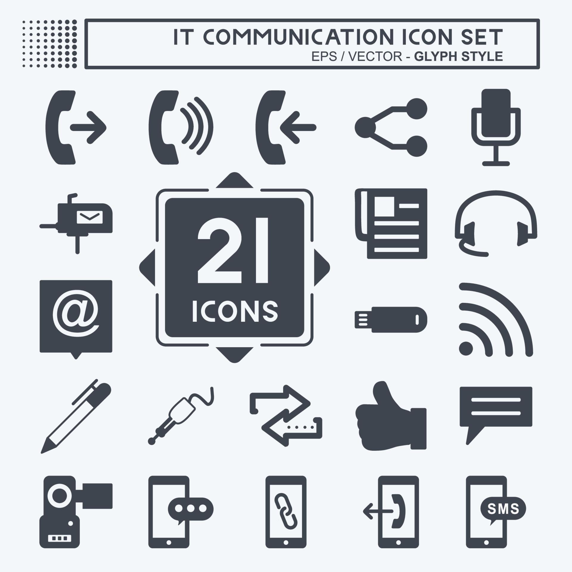 IT Communication Icon Set. suitable for Education symbol. glyph style. simple design editable ...
