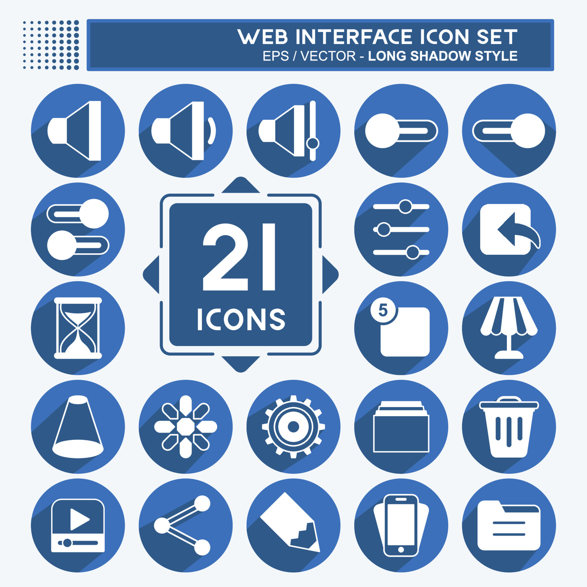 Web Interface Icon Set Suitable For Web Interface Symbol Long Shadow