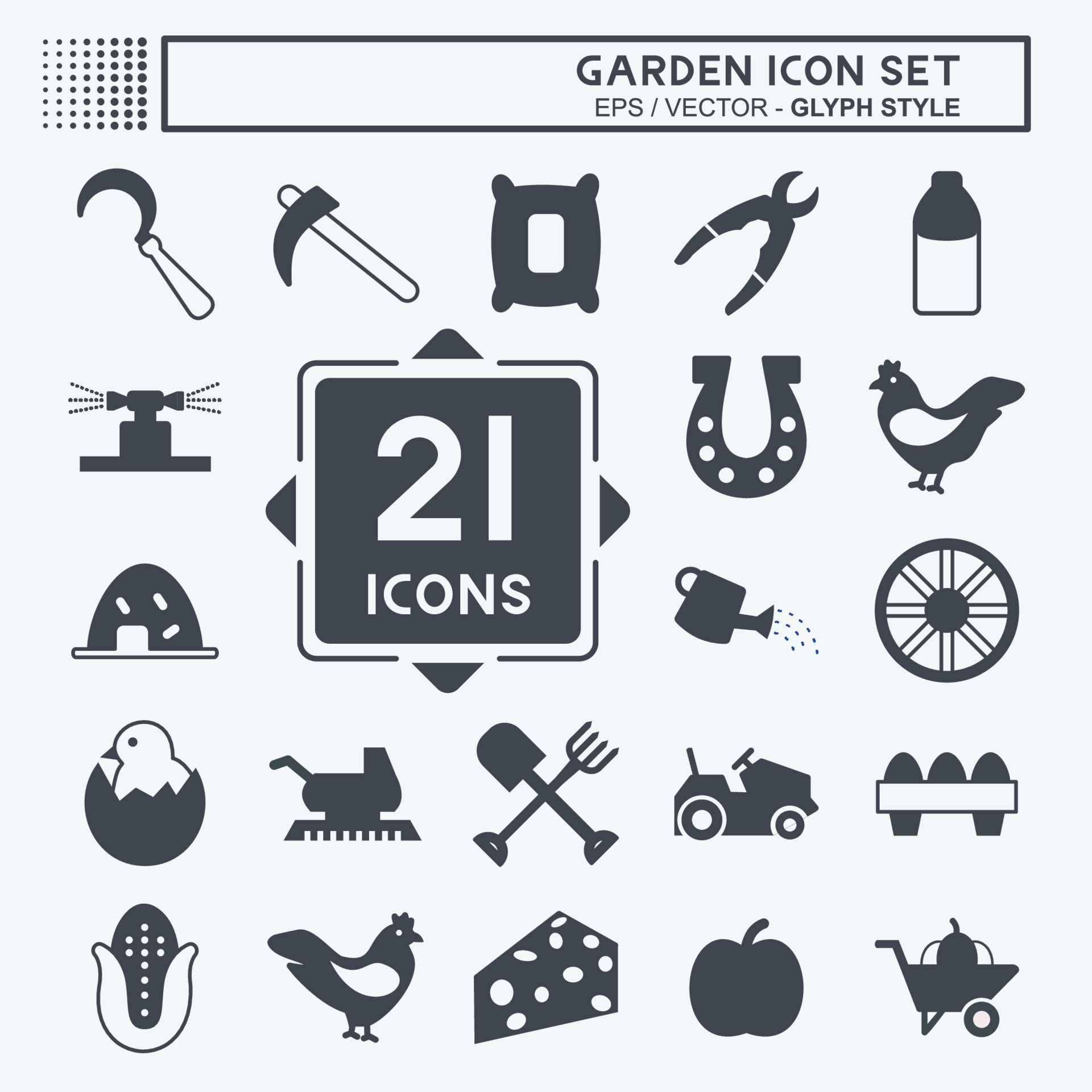 Garden Icon Set. suitable for Education symbol. glyph style. simple ...