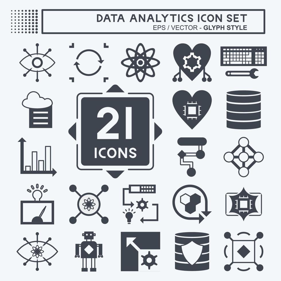 Data Analytics Icon Set Suitable For Data Analytics Symbol Glyph