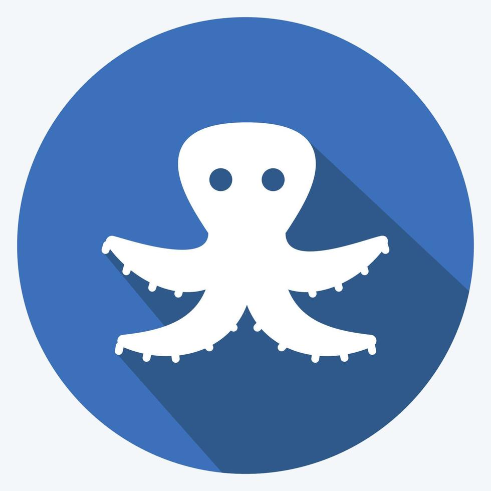 Icon Octopus. suitable for Sea symbol. long shadow style. simple design editable. design ...