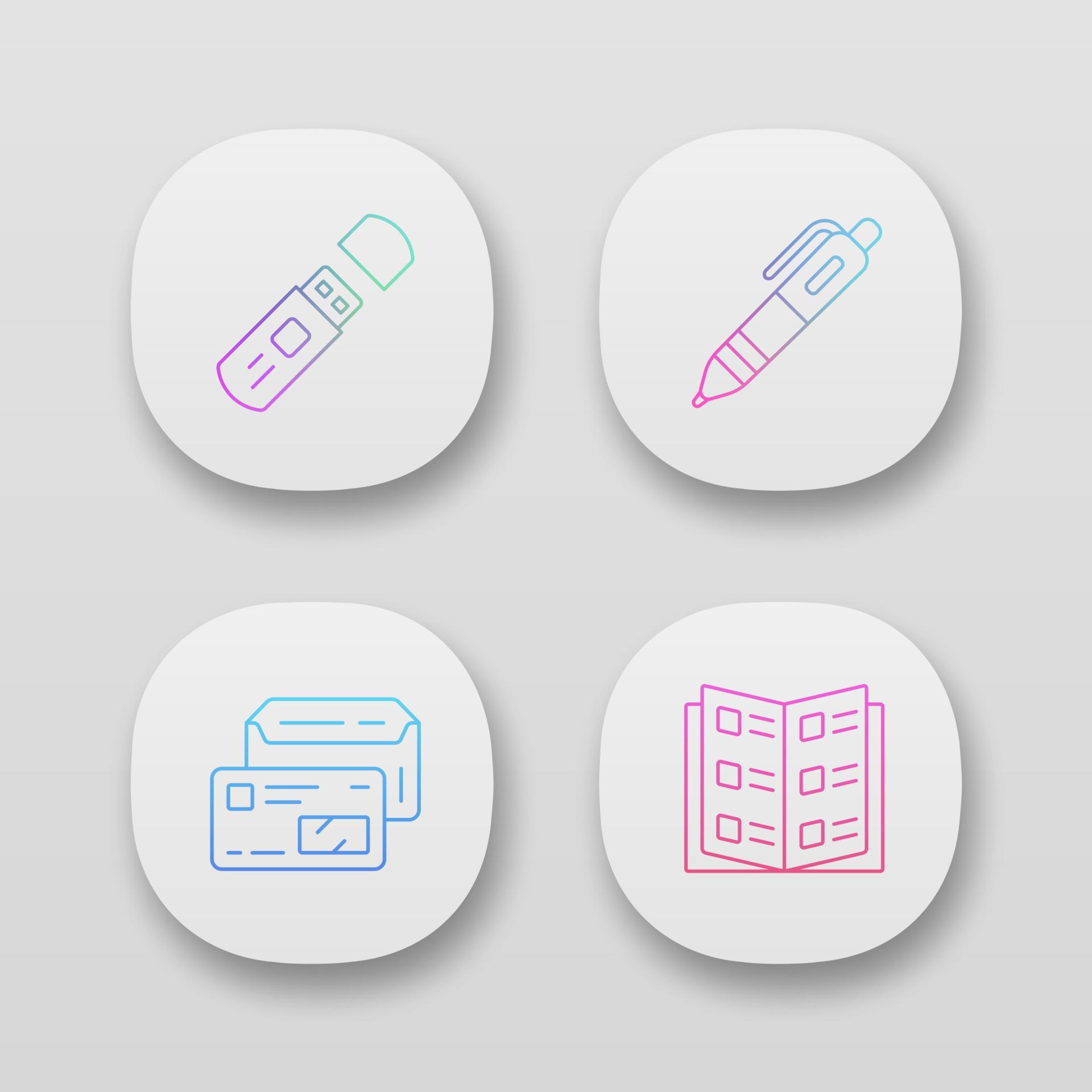 Office Work Accessories App Icons Set Ui Ux User Interface Web Or Mobile Applications