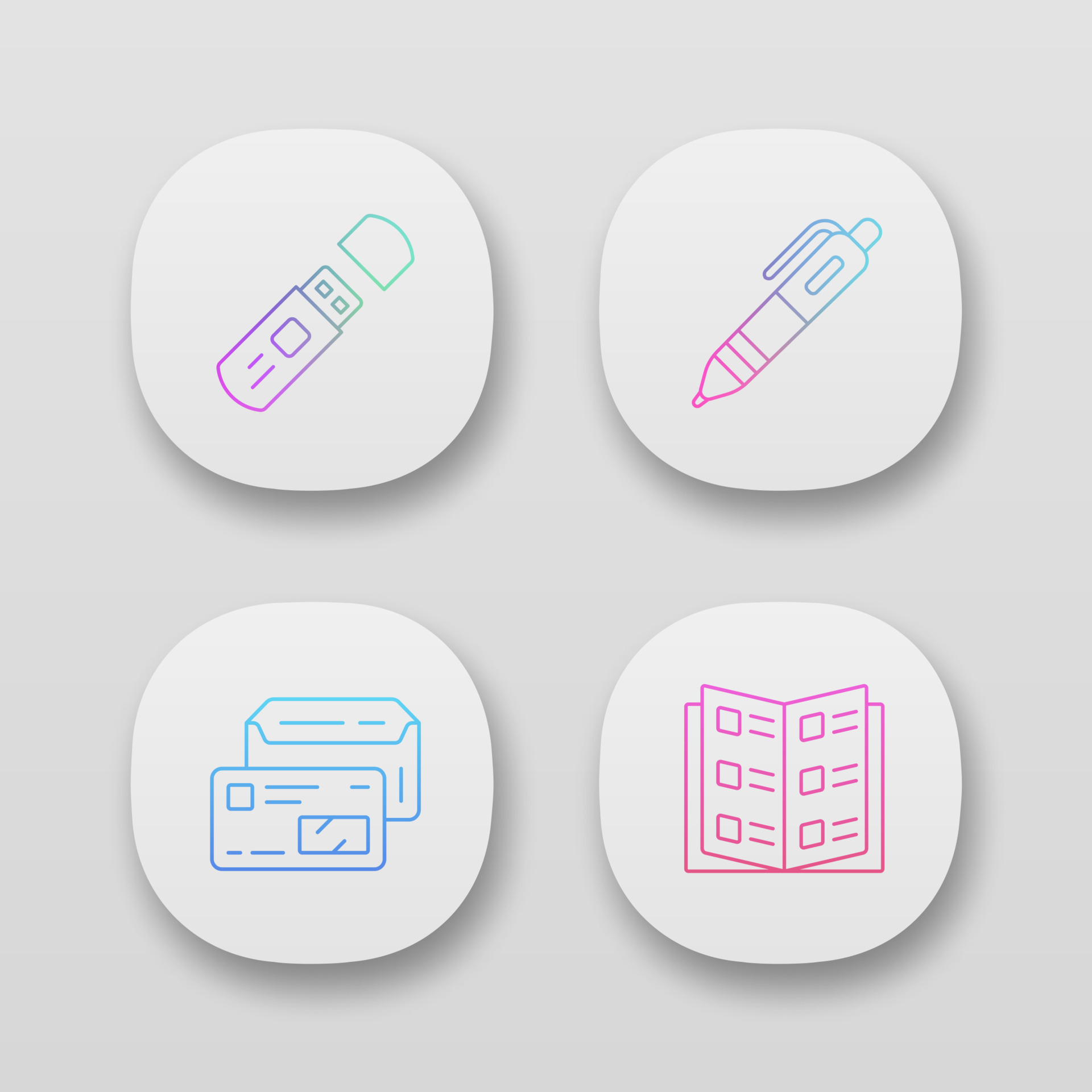 Office Work Accessories App Icons Set Ui Ux User Interface Web Or Mobile Applications